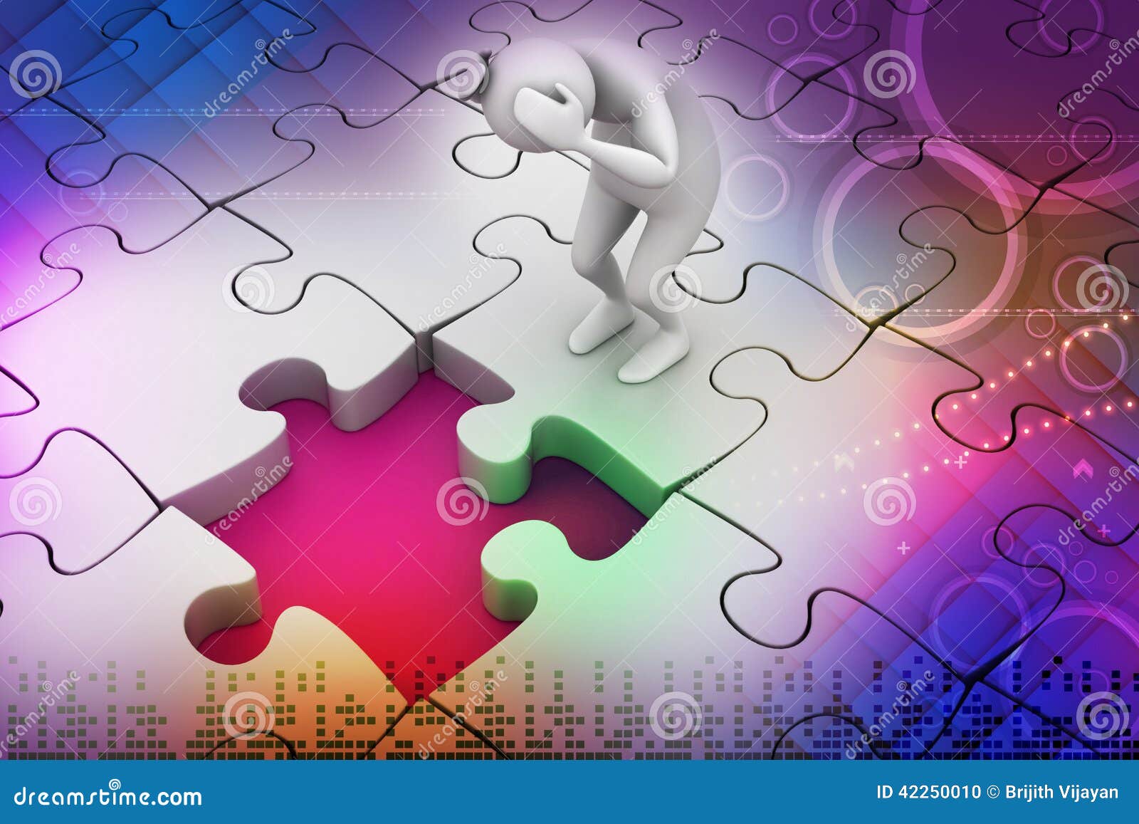 3d Business Man with Puzzle Piece Stock Illustration - Illustration of ...