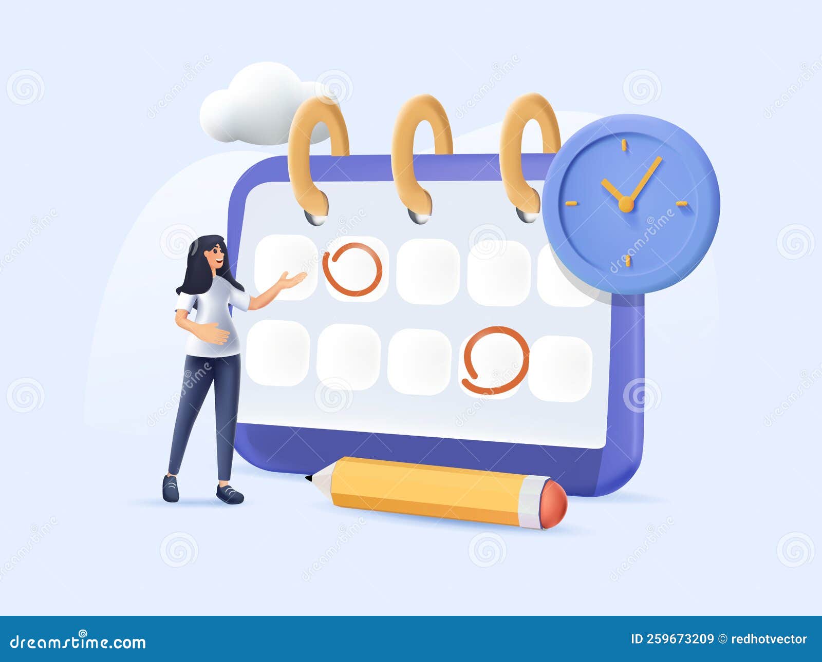 3D Business Management Illustration Set. Characters Planning Work Tasks ...