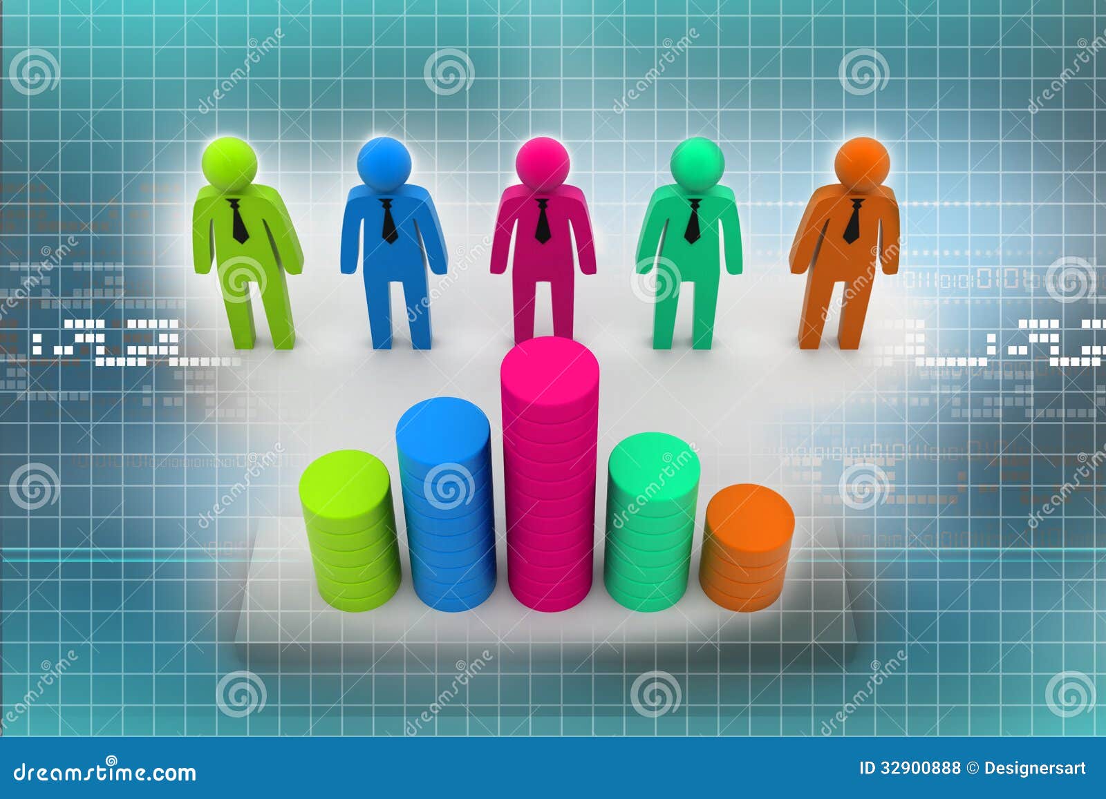 3d Business People with Graph Stock Illustration - Illustration of blue ...