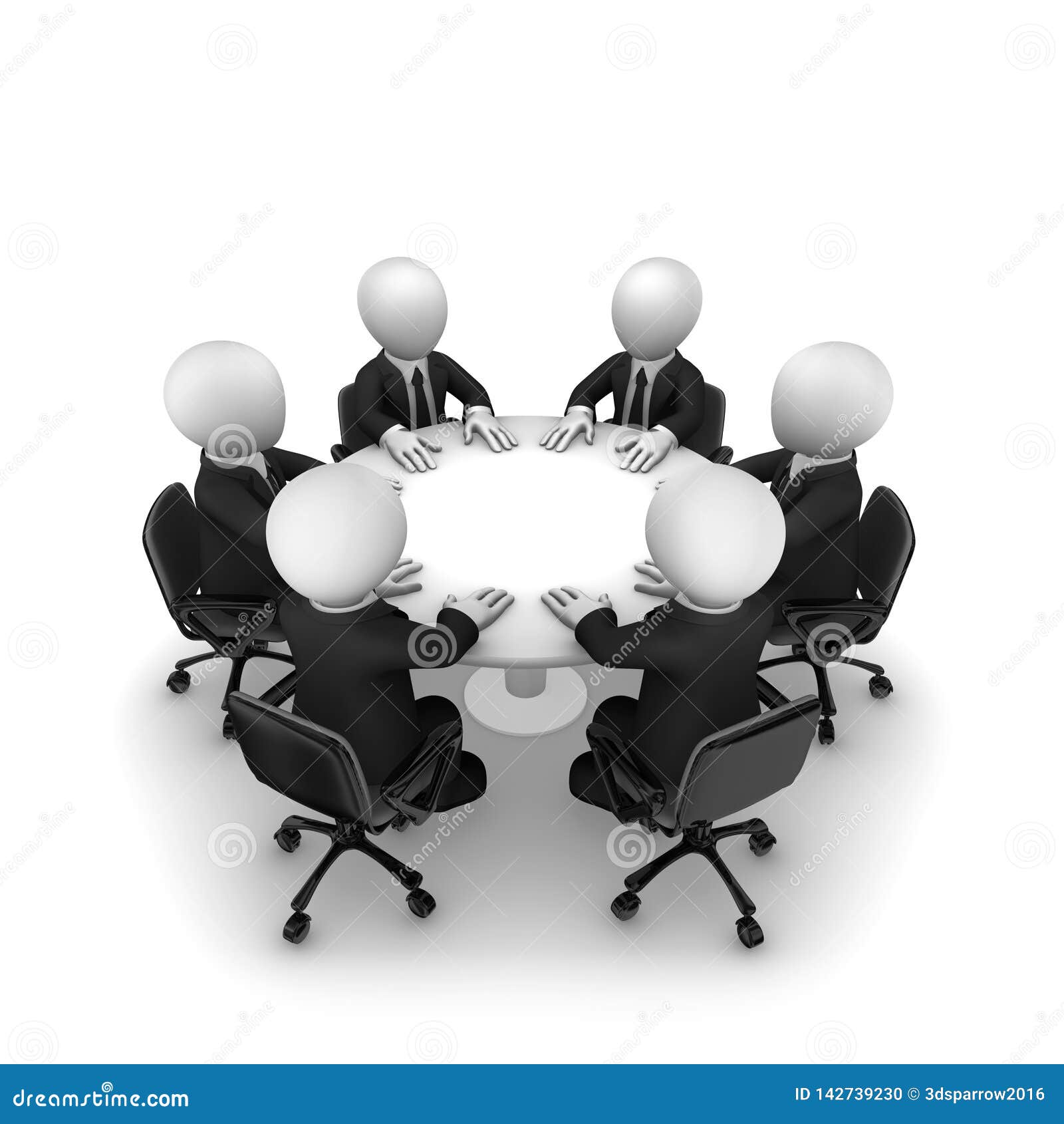 3d Business People Sit at a Round Table. Support Team Stock ...