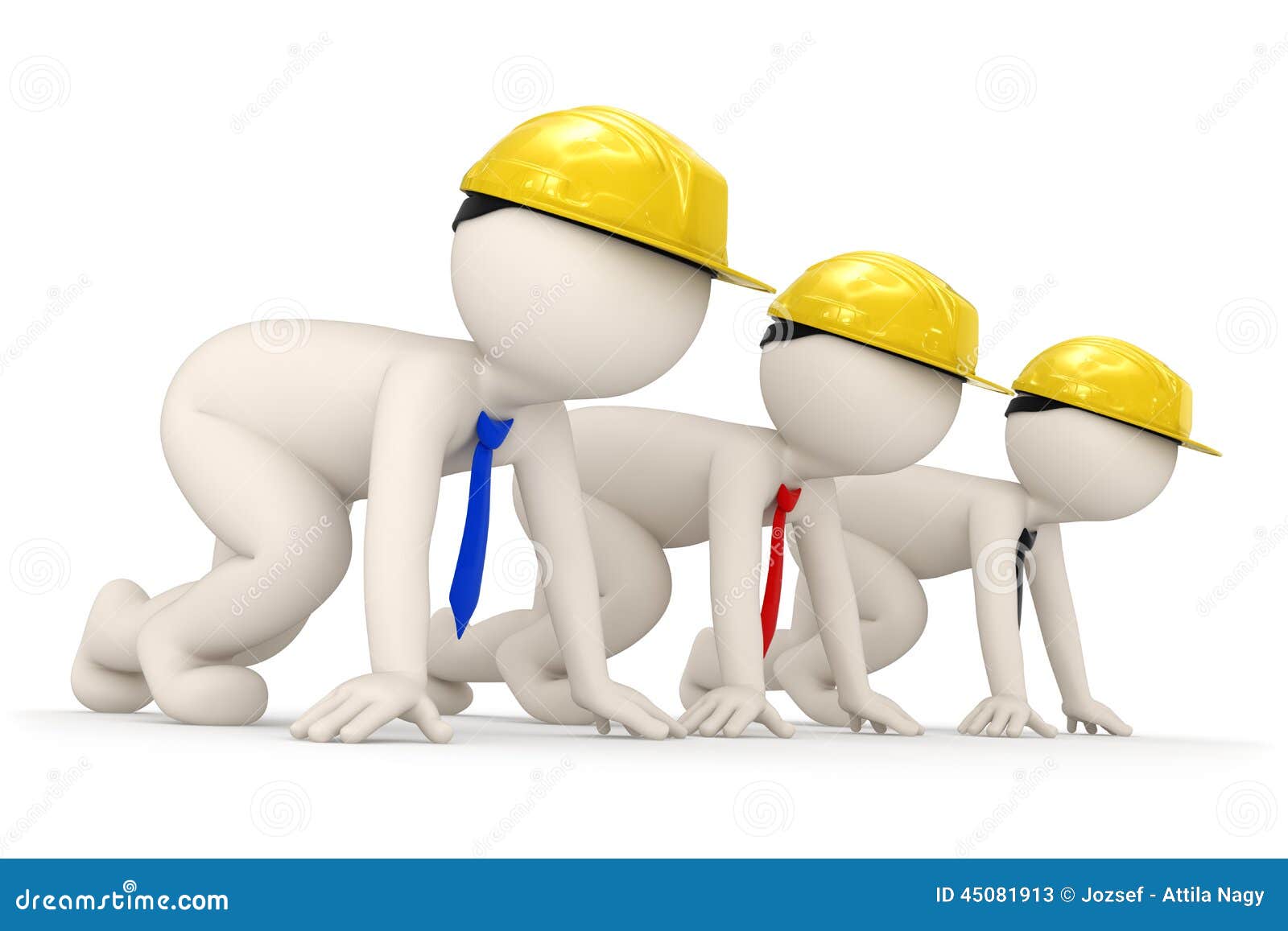 3d Business People Start of Competition for Success Stock Illustration ...