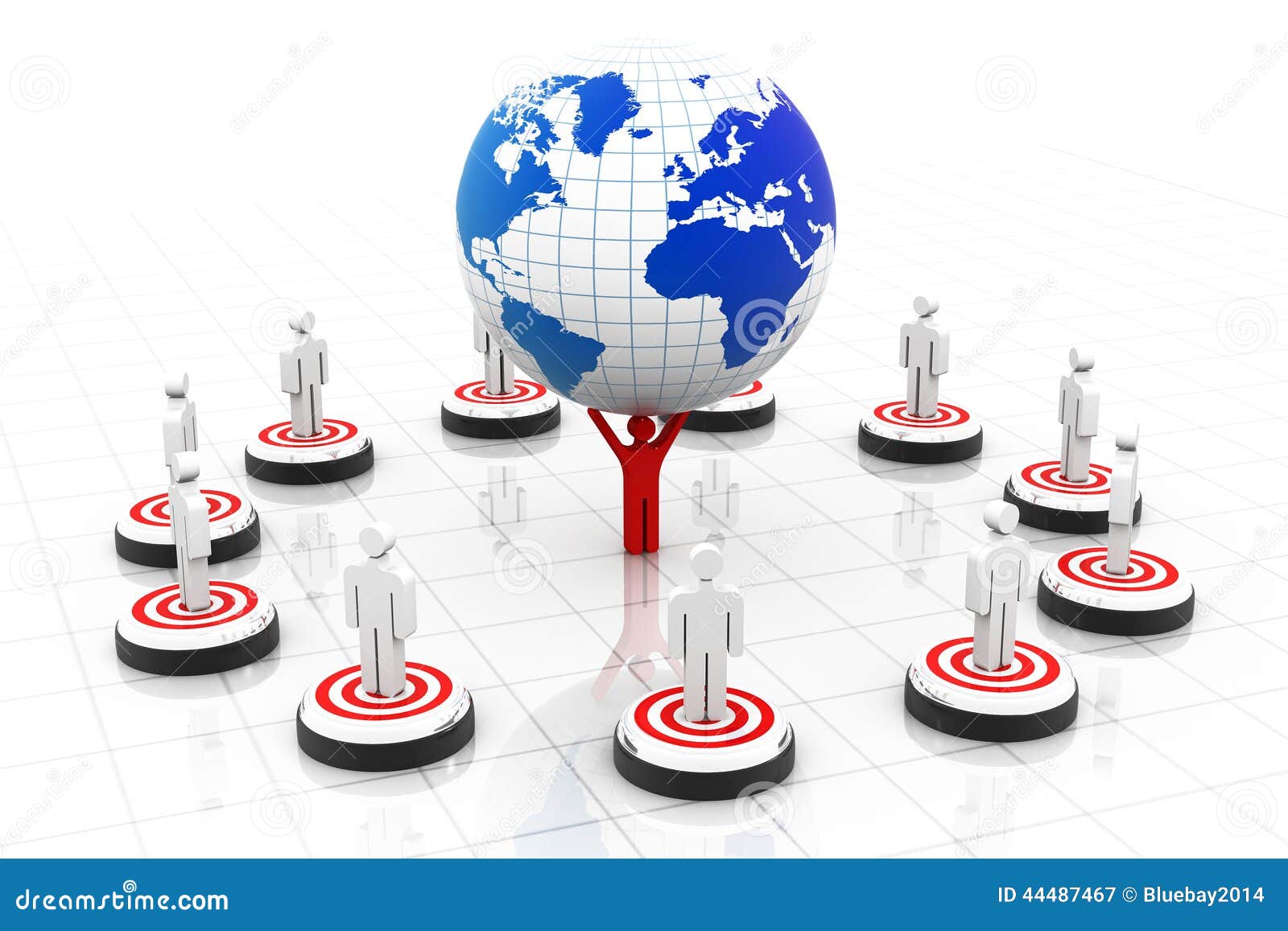 3d Business People on Target Around the World, Stock Illustration ...