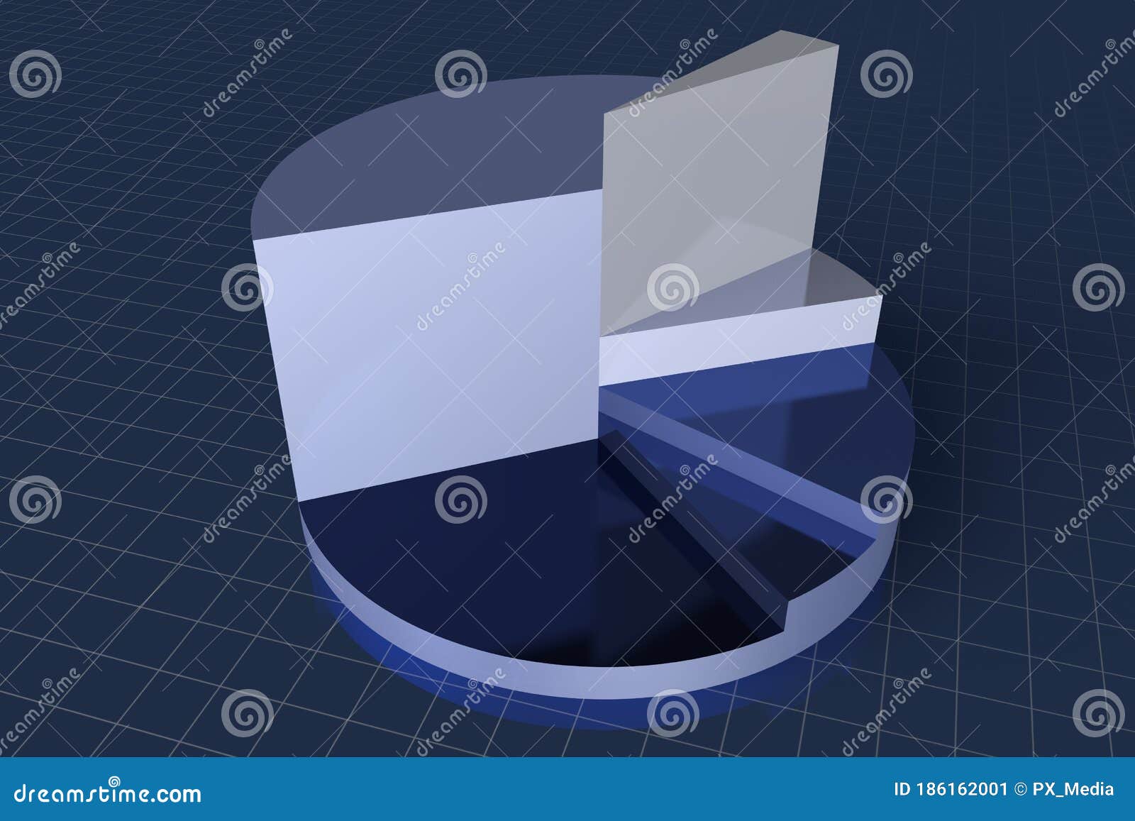 3D Business Pie Chart, Blue Background Stock Illustration ...