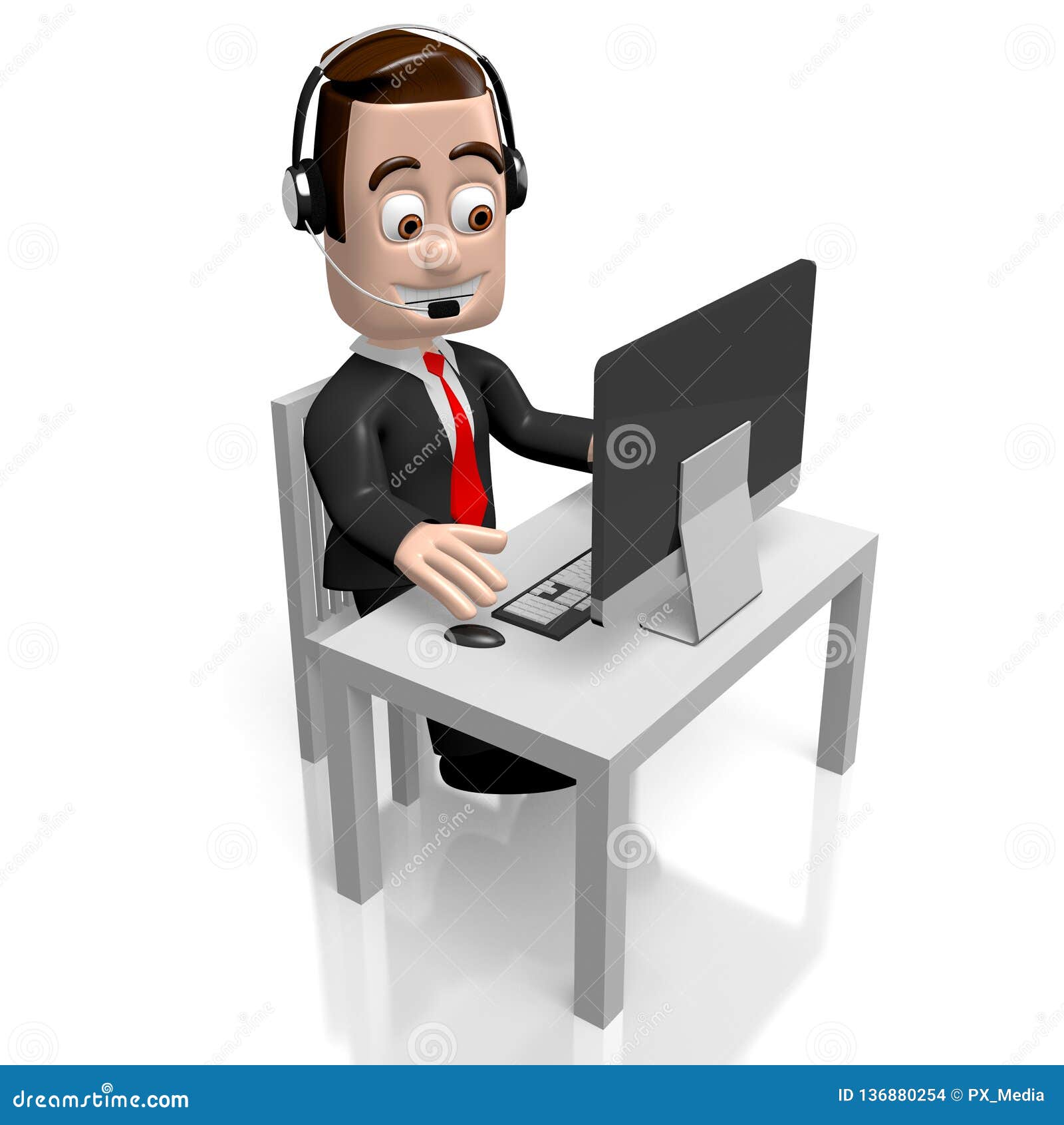 3D Businessman - Call Center Concept Stock Illustration - Illustration ...