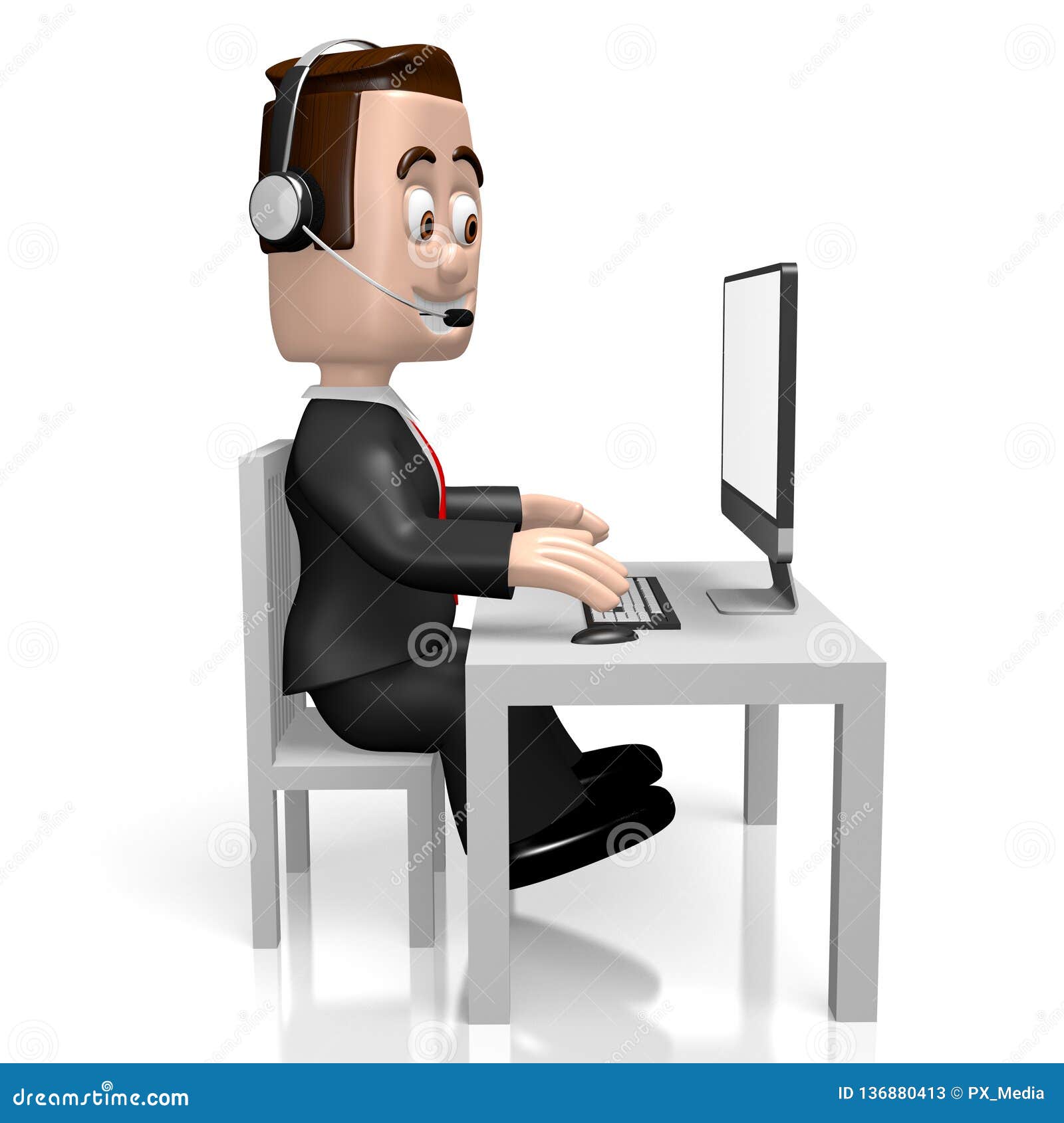 3D Businessman - Call Center Concept Stock Illustration - Illustration ...
