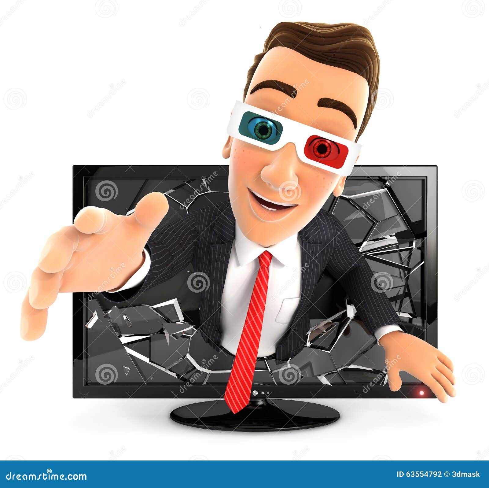 3d Businessman Coming Out of 3d Television Stock Illustration ...