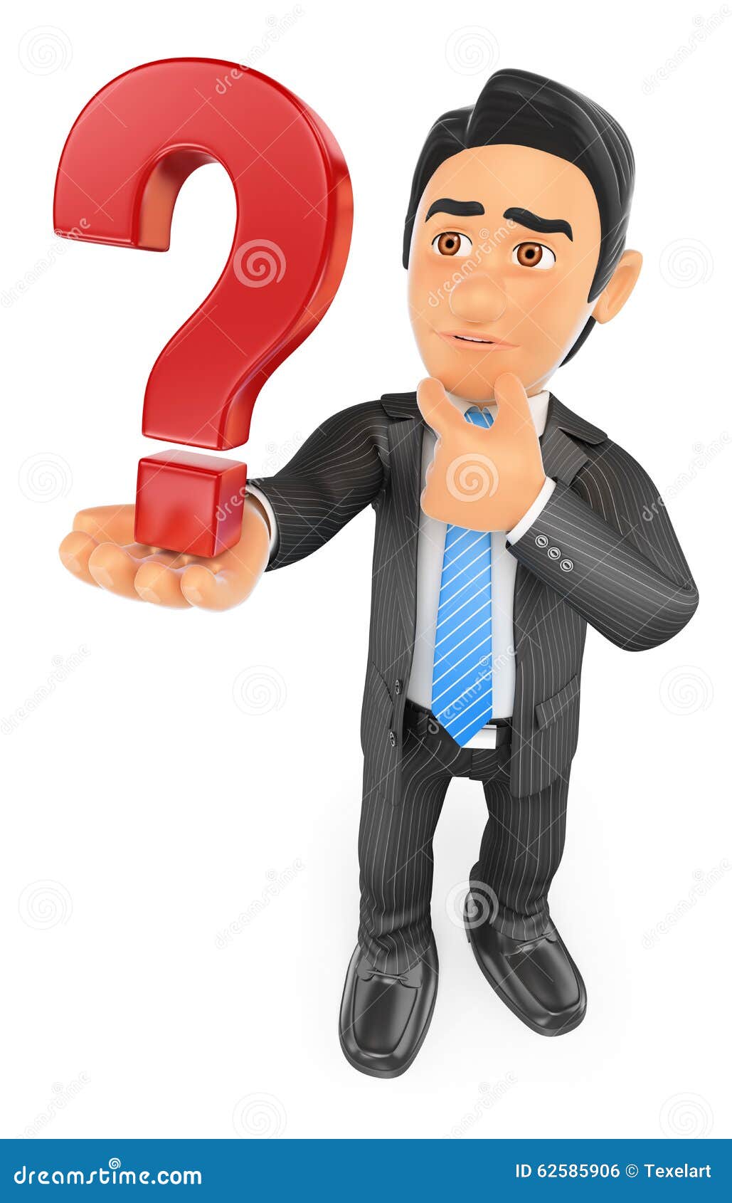 Doubtful 3D Man With A Red Question Mark Royalty-Free Stock Photography ...