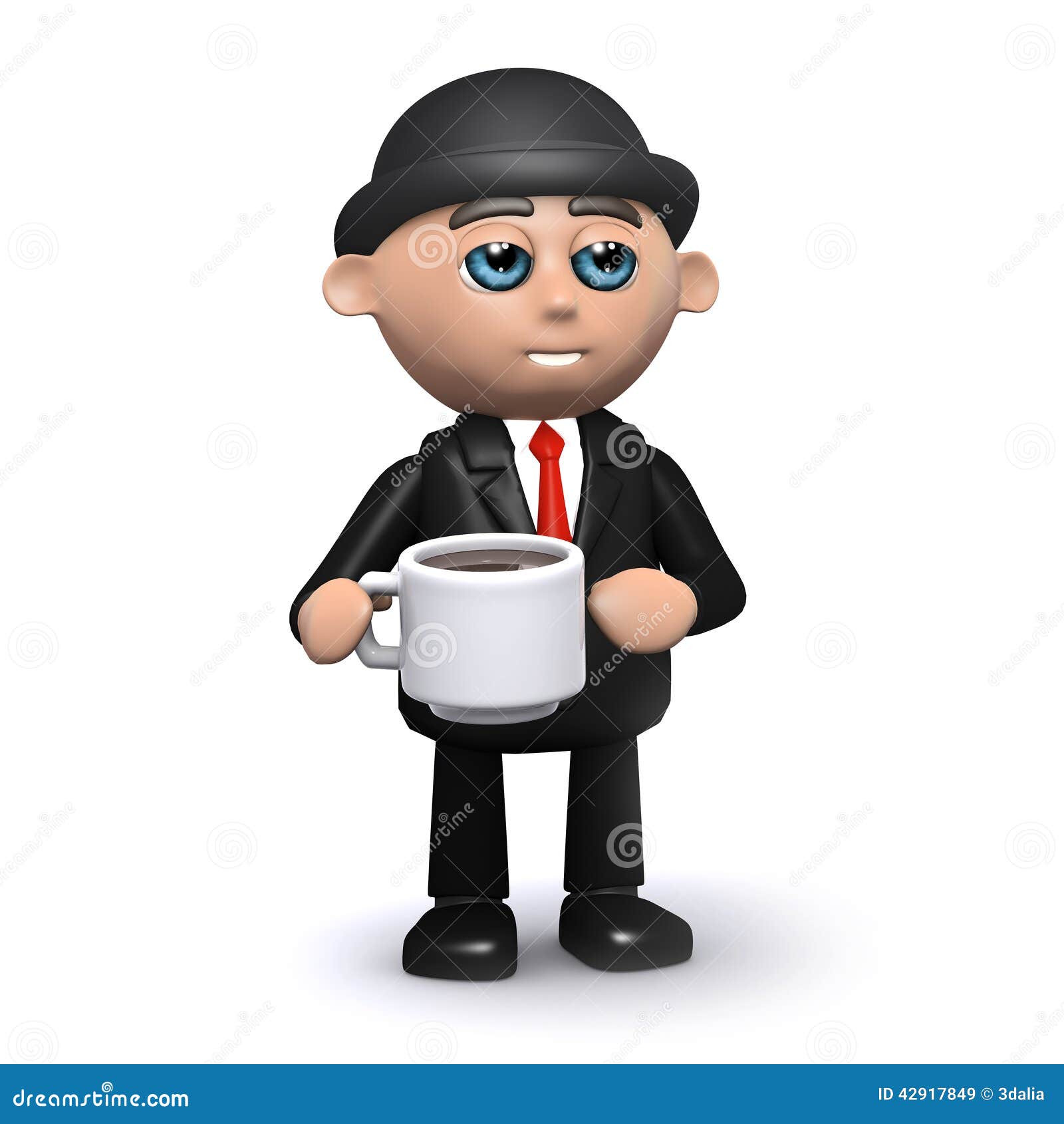 3d Businessman Drinks a Cup of Coffee Stock Illustration - Illustration ...