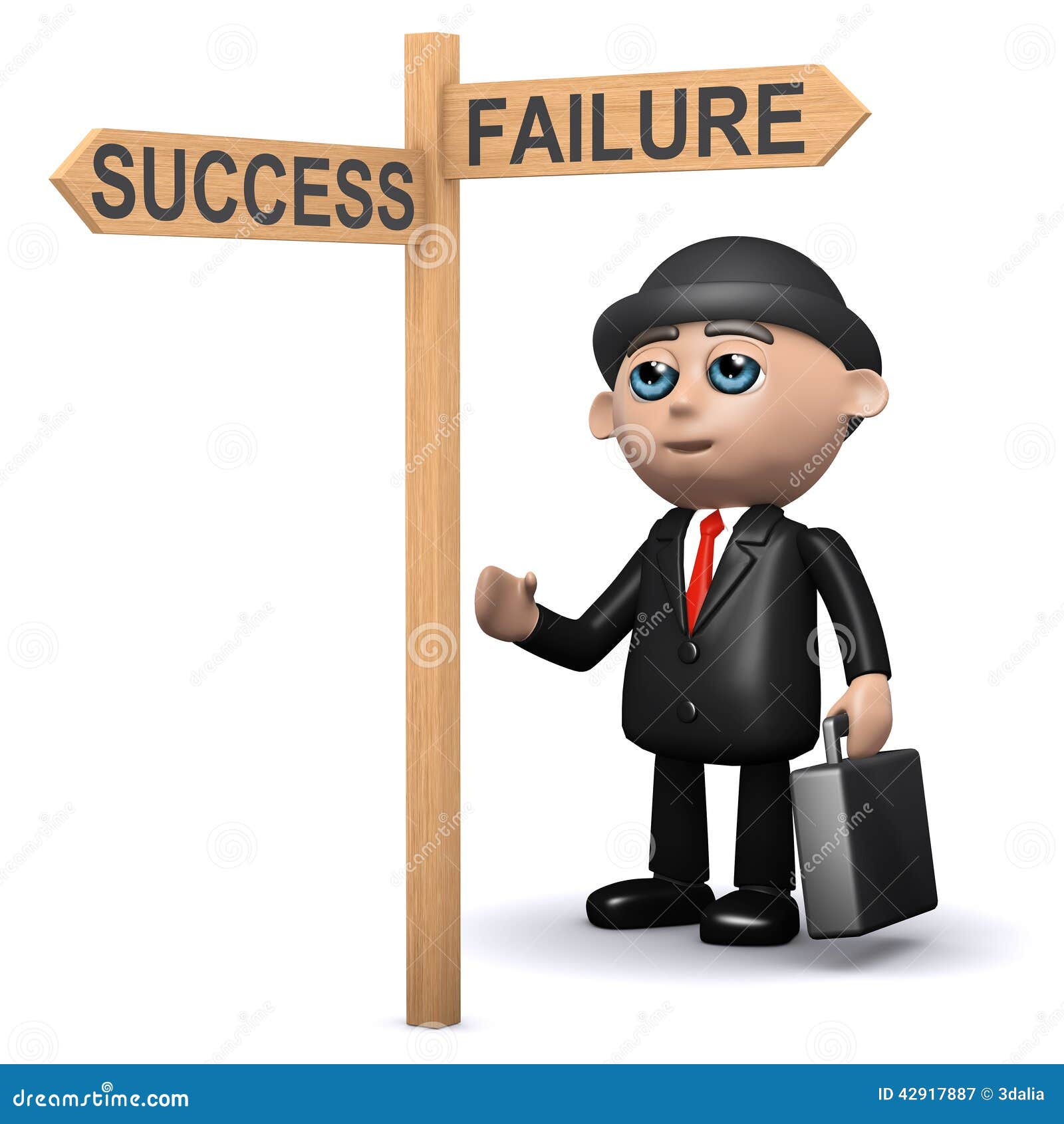 3d Businessman Faced with Success or Failure Stock Illustration ...