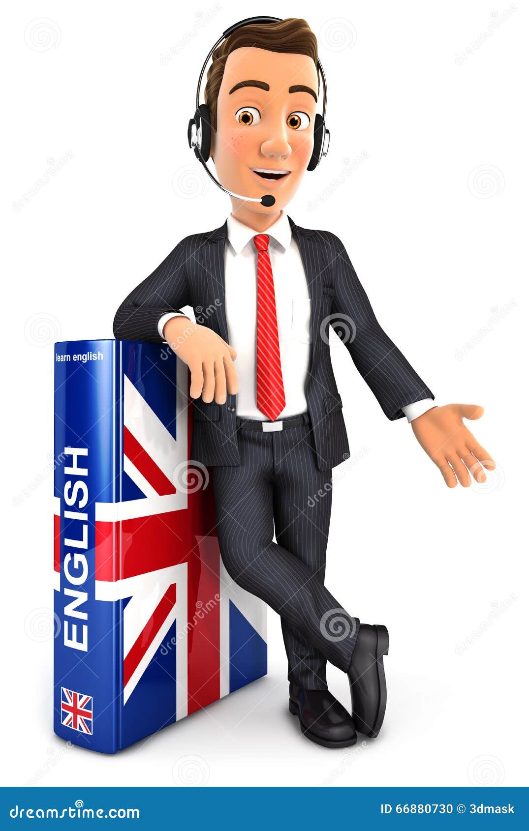 3d Businessman Learning English Stock Illustration - Illustration of ...