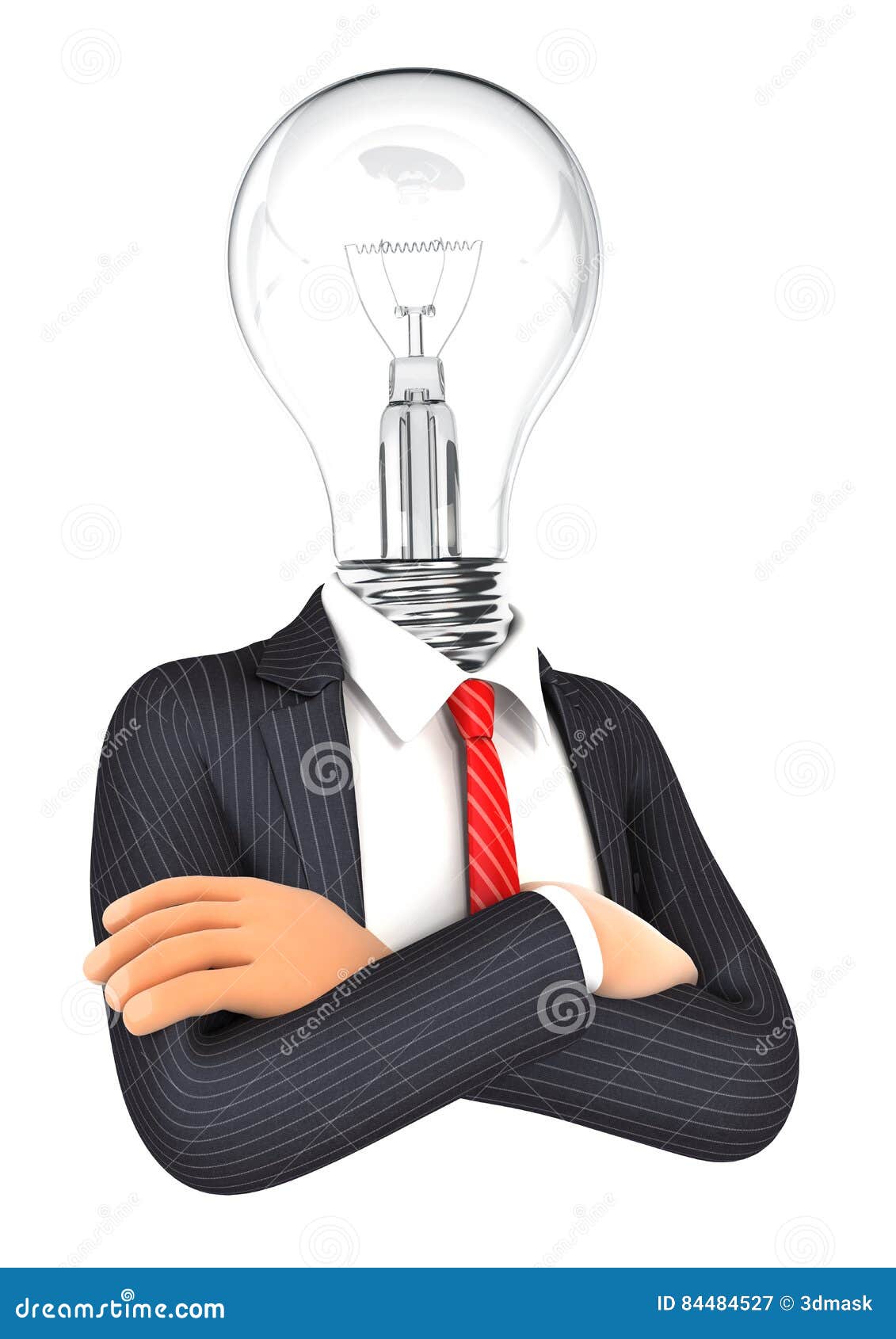 3d Businessman with Light Bulb Head Stock Illustration - Illustration ...