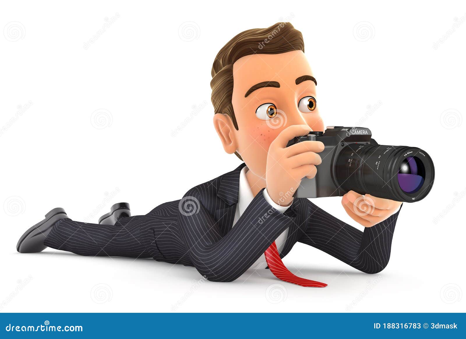 3d Detective Lying Down With Camera Royalty-Free Cartoon ...