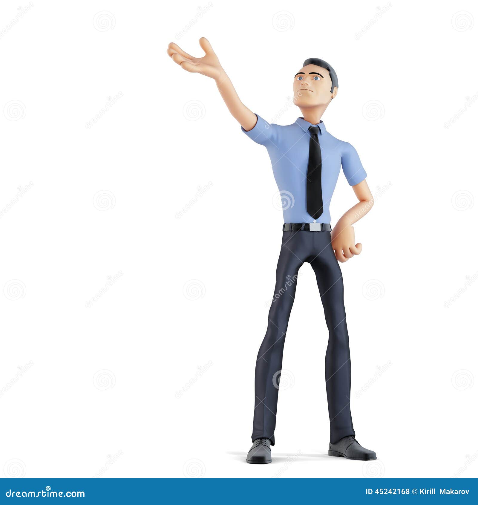 3d Businessman Pointing At Invisible Object. . Contains Clipping Path ...