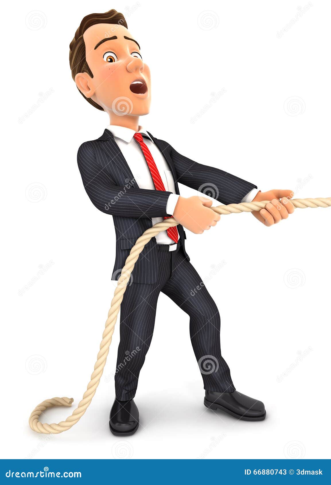 Businessman Pulling The Rope Continuous Line Art. Business Teamwork ...