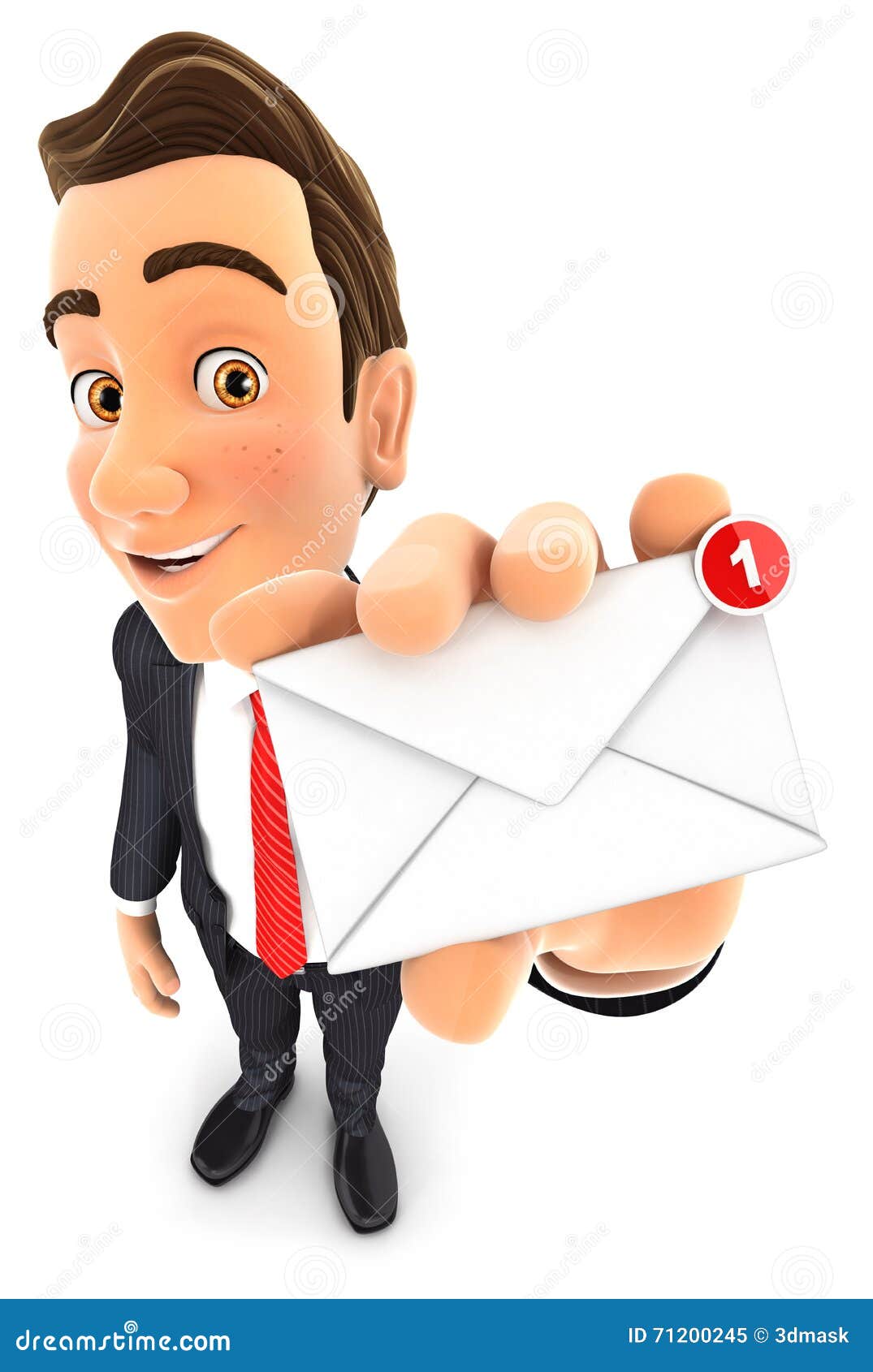 3d Businessman Receiving One New Message Stock Illustration ...