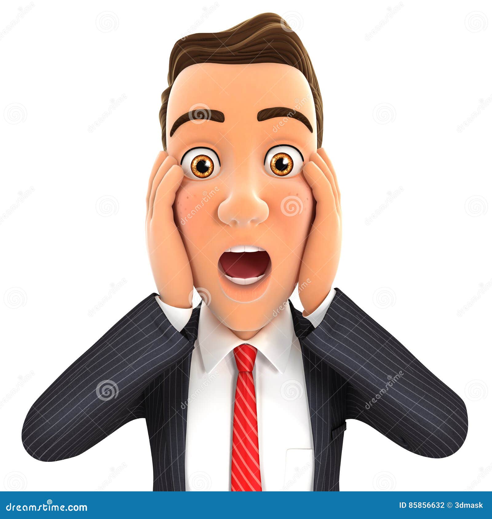 3d Businessman Surprise Expression Stock Illustration - Illustration of ...