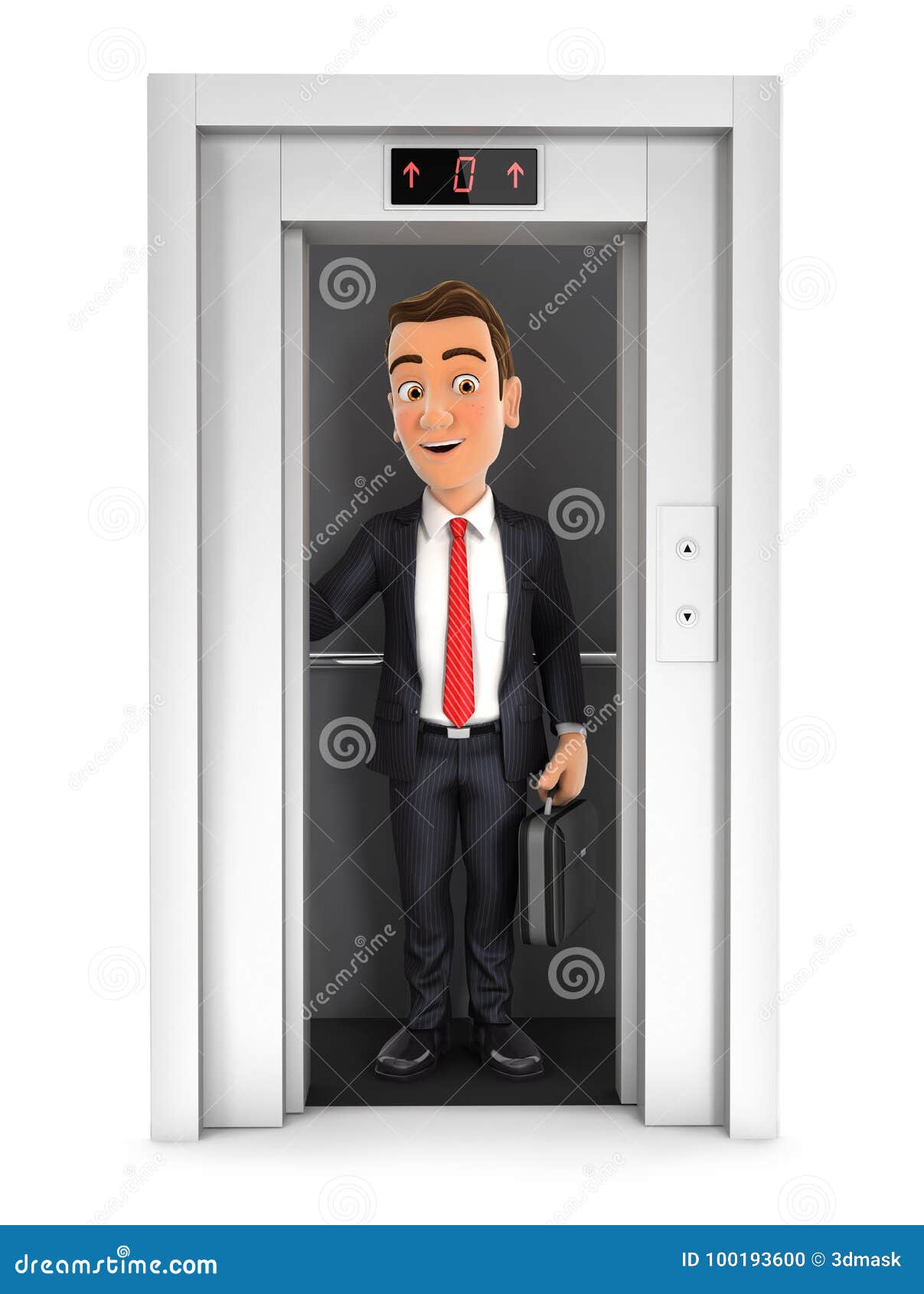 3d Businessman Taking the Elevator Stock Illustration - Illustration of ...