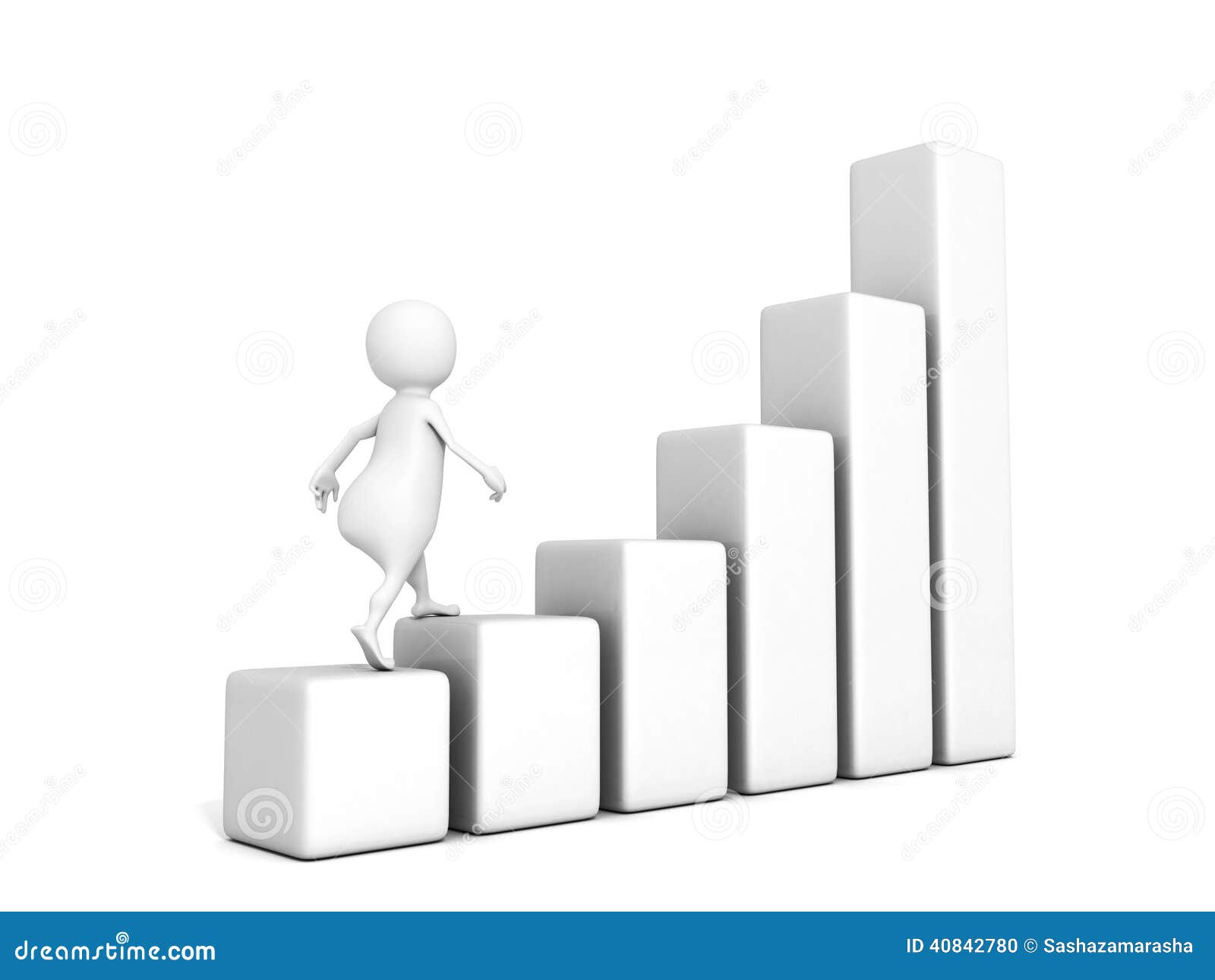 3d Businessman Walk Up on Rising Graph Chart Stock Illustration ...