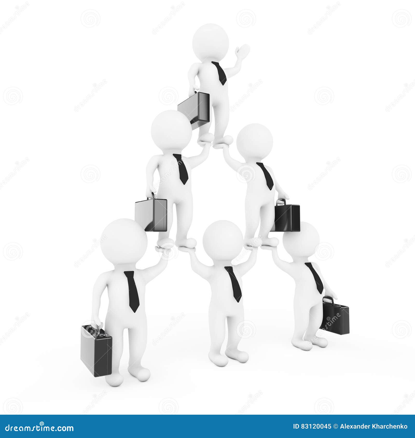 3d Businessmans Team Character Pyramid Shows Hierarchy E Teamw ...