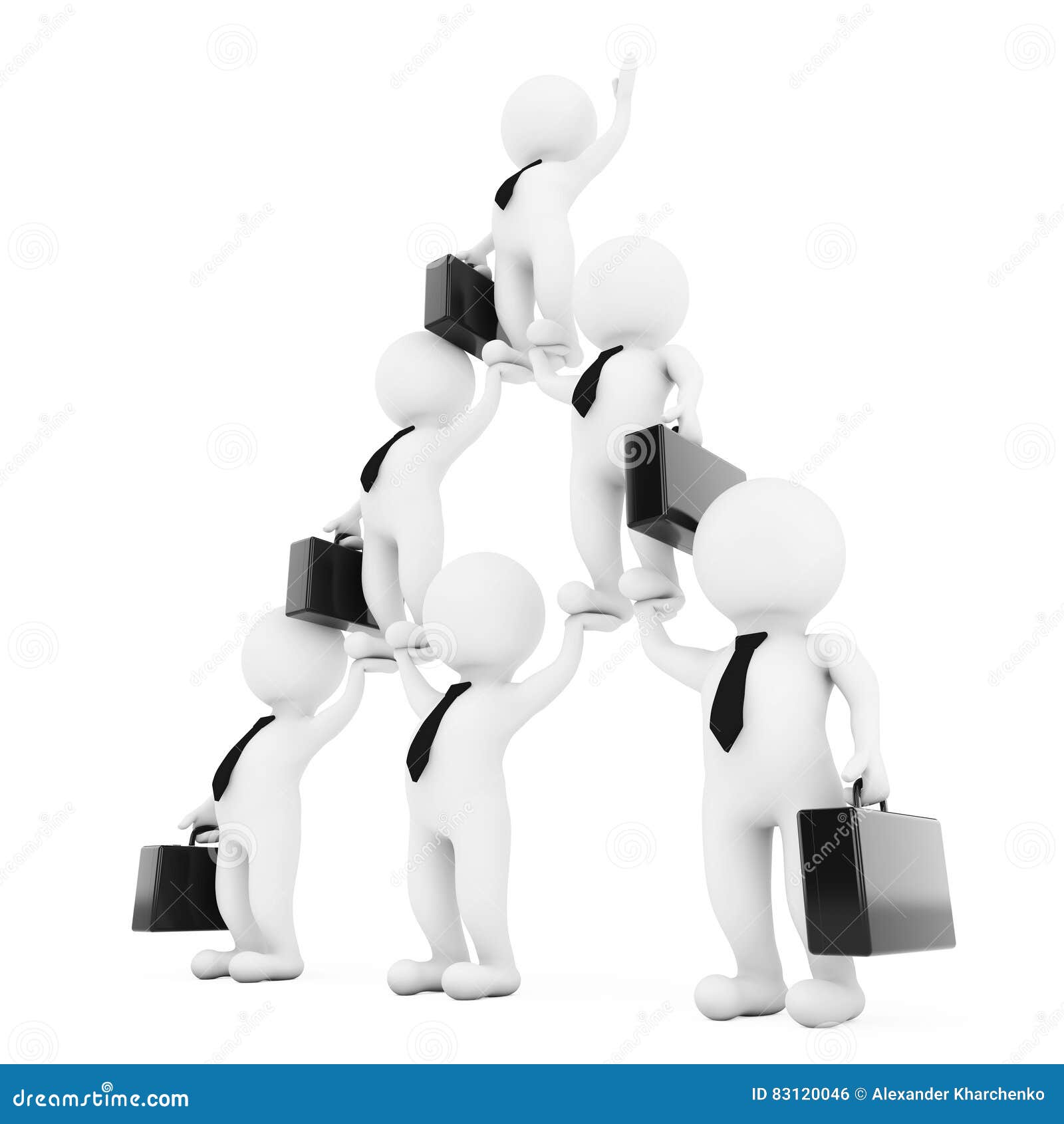 3d Businessmans Team Character Pyramid Shows Hierarchy And Teamwork. 3d ...