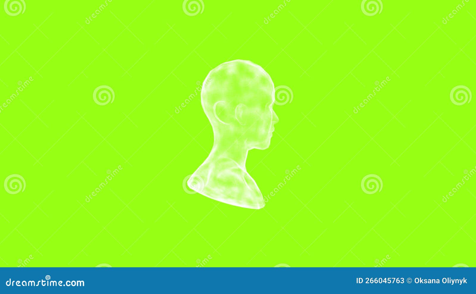 3D Bust of White Particles on Green Screen. Science Concept Stock ...