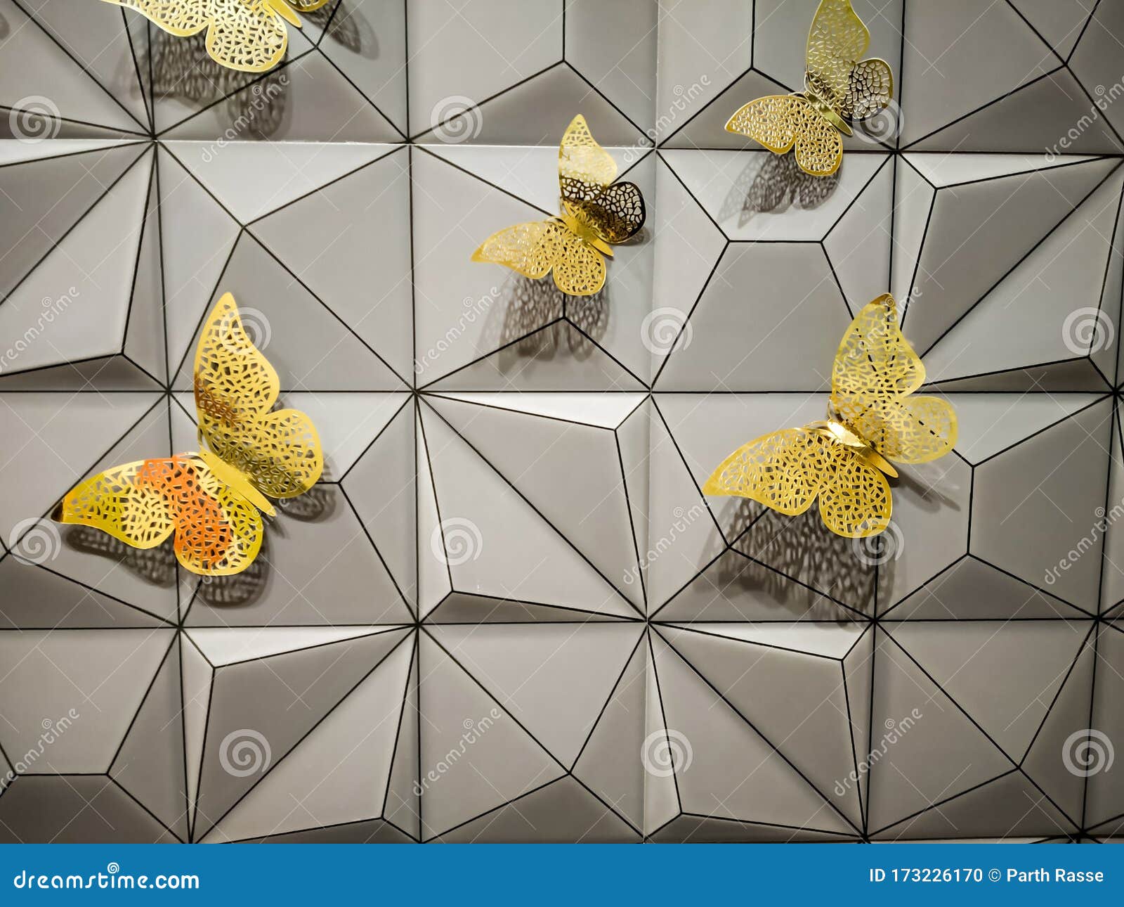 3d Butterflies On The Wallpaper Interior Design Stock Photography ...