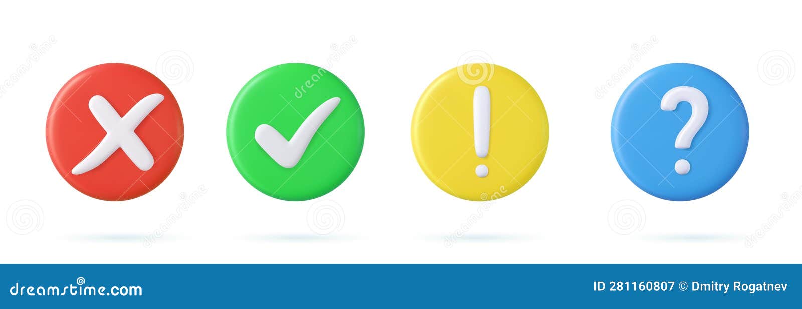3d Button , Check Mark, Question, Attention Stock Vector - Illustration ...