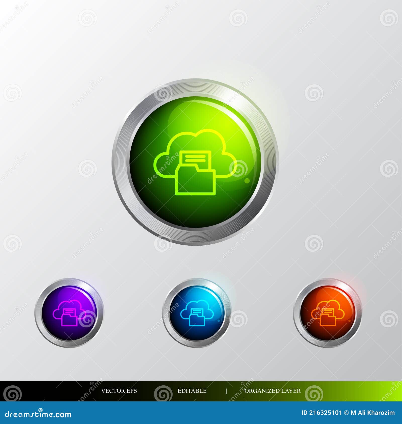 3D Button cloud file icon stock vector. Illustration of icons - 216325101