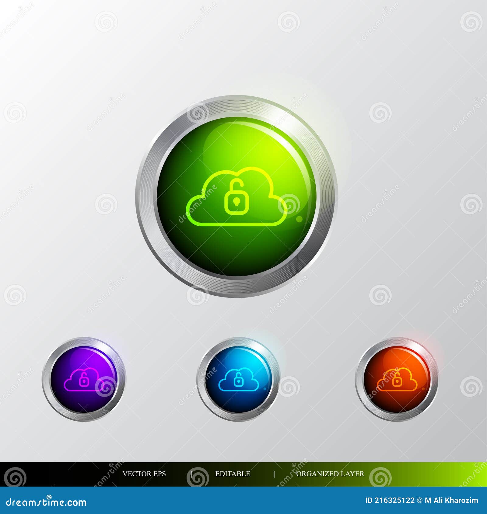 3D Button Cloud Unlocked Icon Stock Vector - Illustration of icon ...