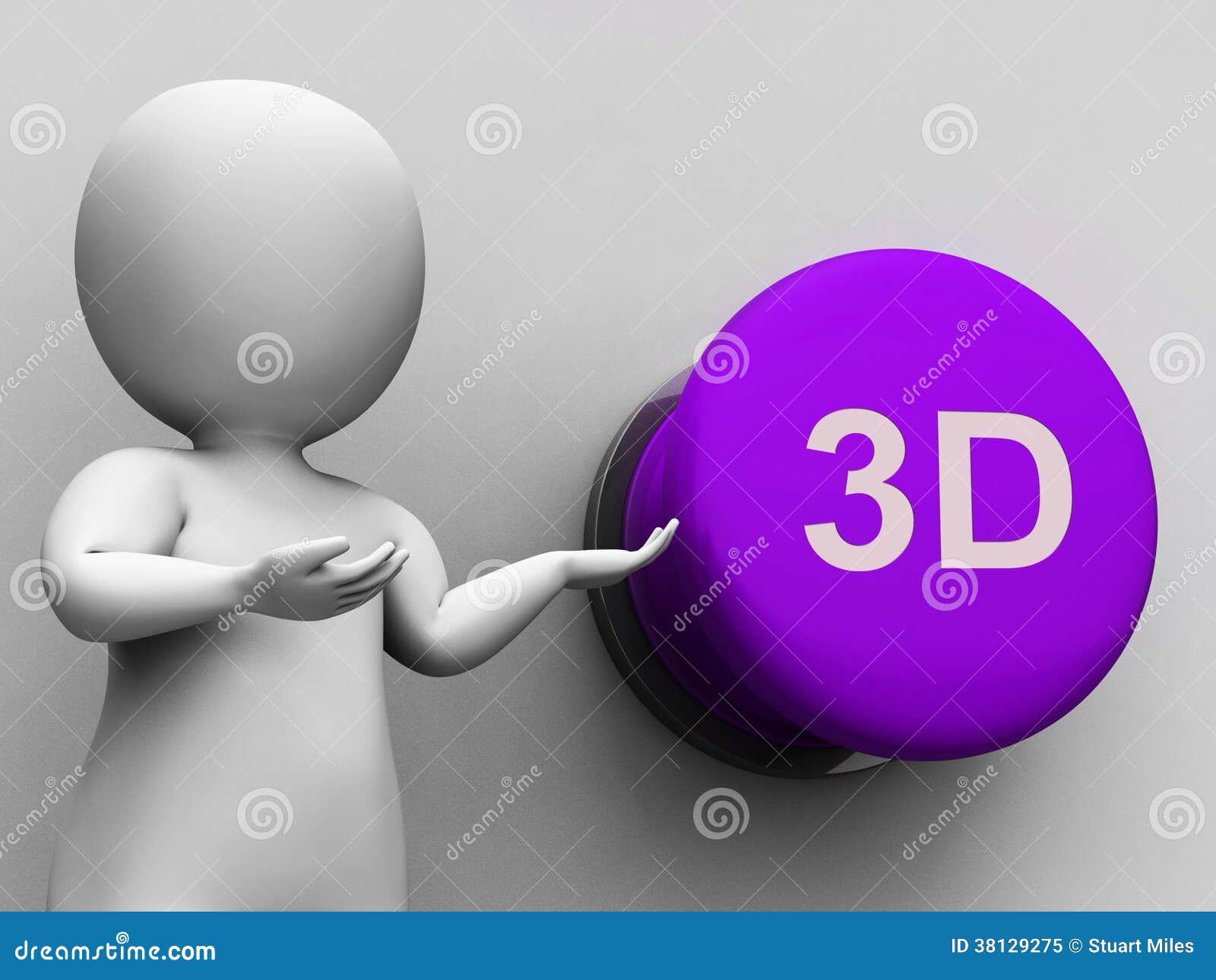3d Button Means Three Dimensional Object or Image Stock Illustration ...