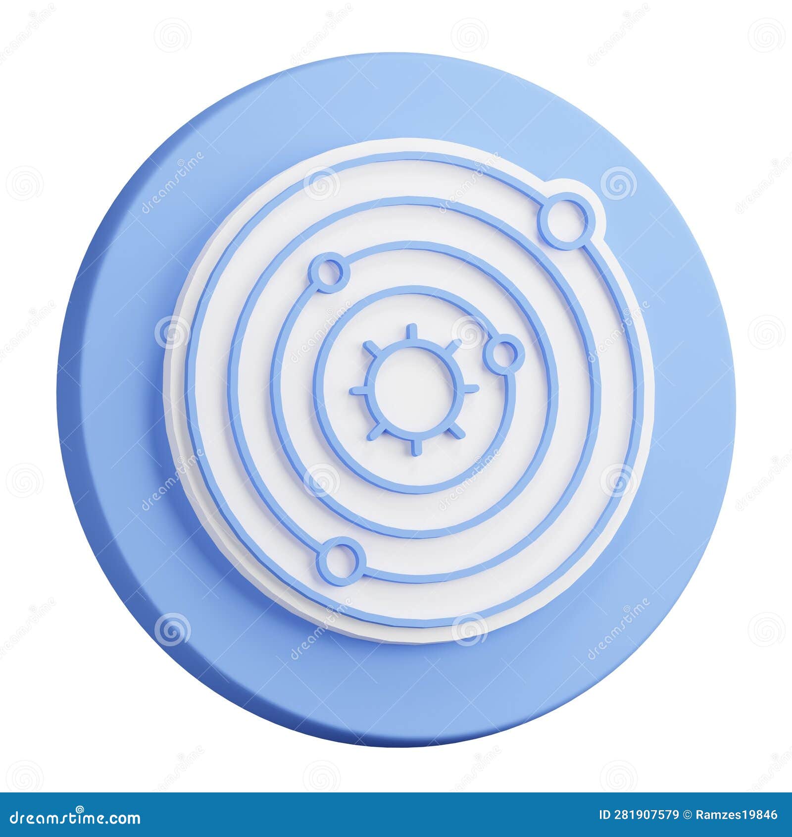 3D Button Rendering of Abstract Model of Solar System. Planets Revolve ...