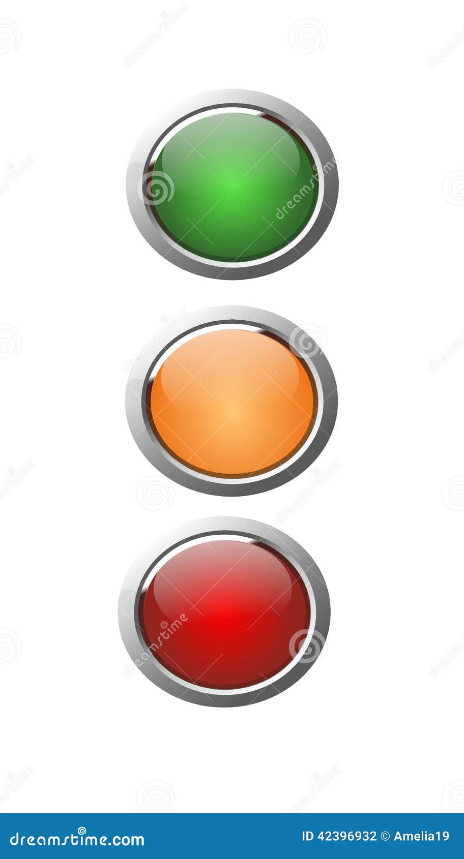 3D Buttons Green, Orange and Red Stock Illustration - Illustration of ...