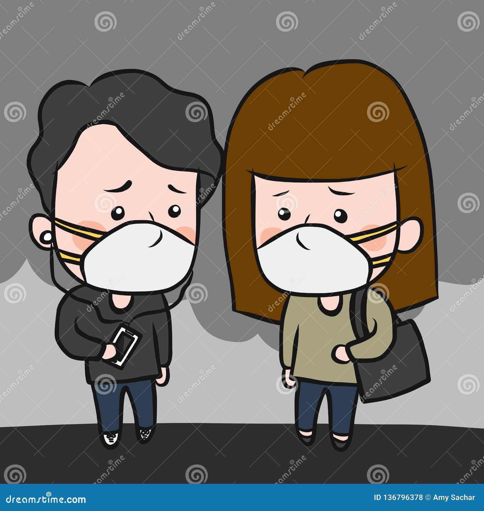 Boy Wearing N95 Air Pollution Mask For Protect Dust PM2.5. Cause Of Air ...