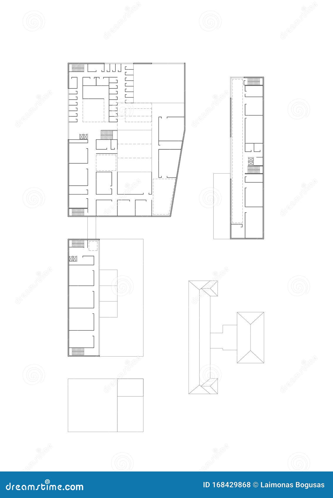 2D CAD Drawing. Floor Plan Of The University Building Complex Royalty ...