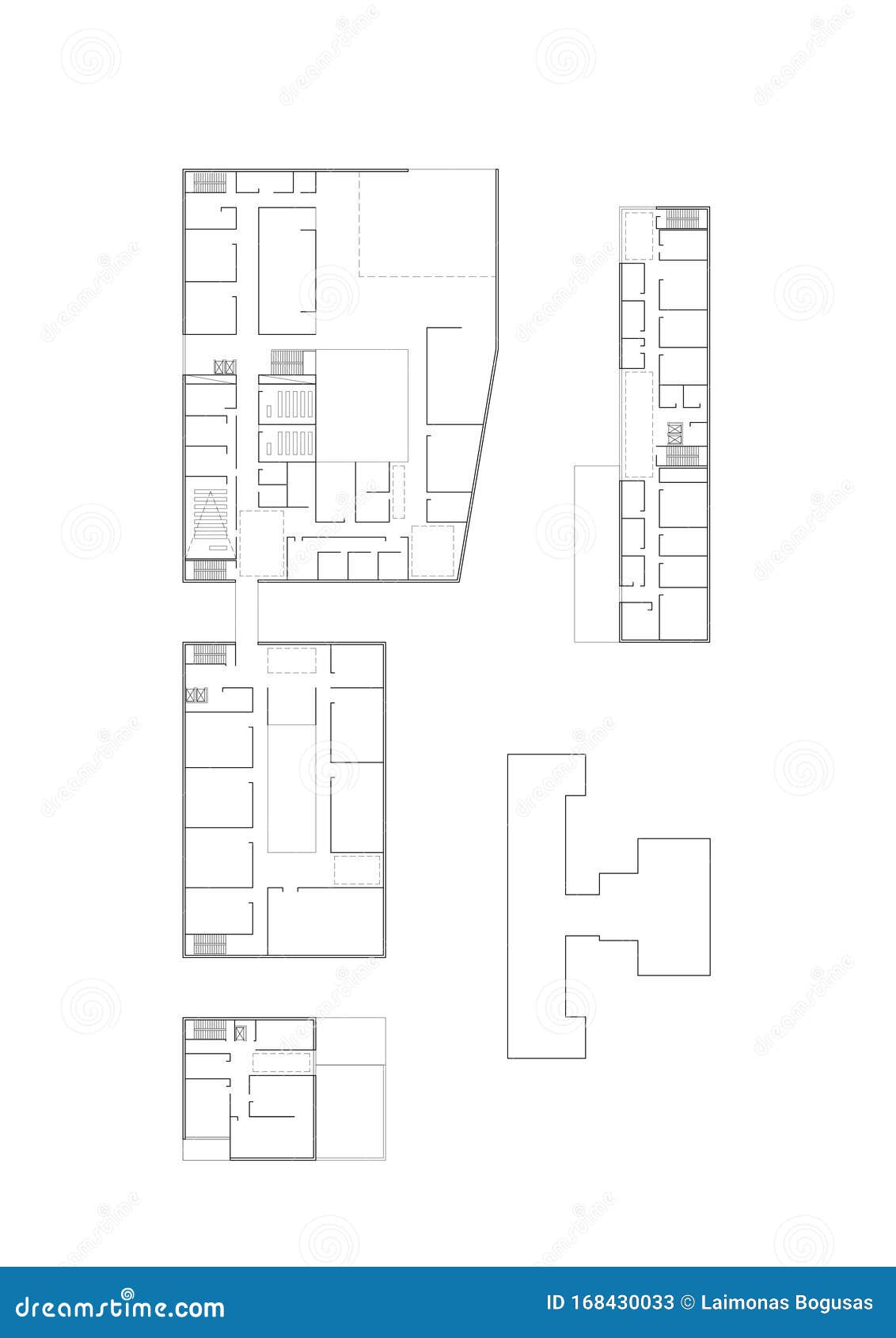 2D CAD Drawing. Floor Plan of the University Building Complex Stock ...