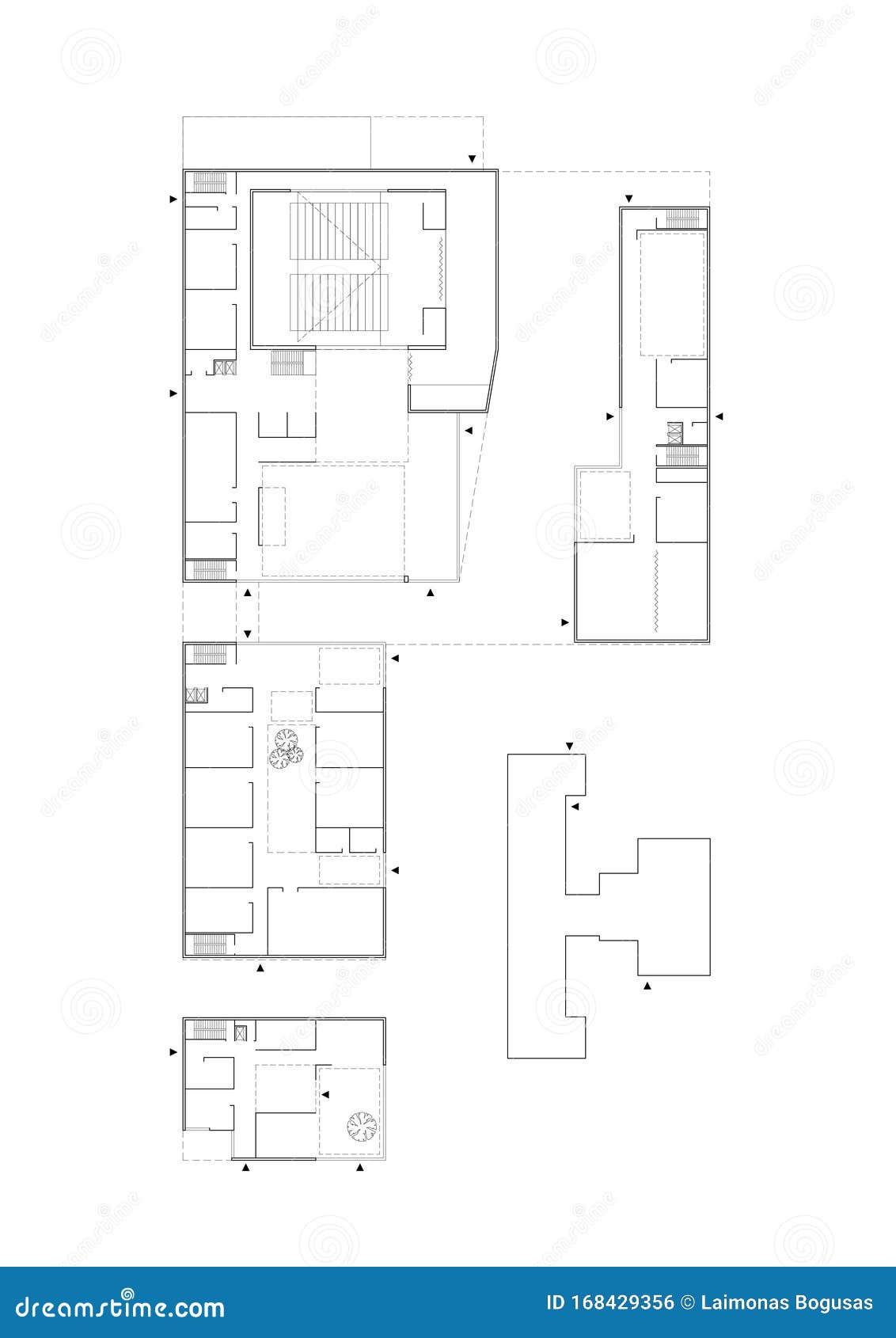 2D CAD Drawing. Floor Plan of the University Building Complex Stock ...