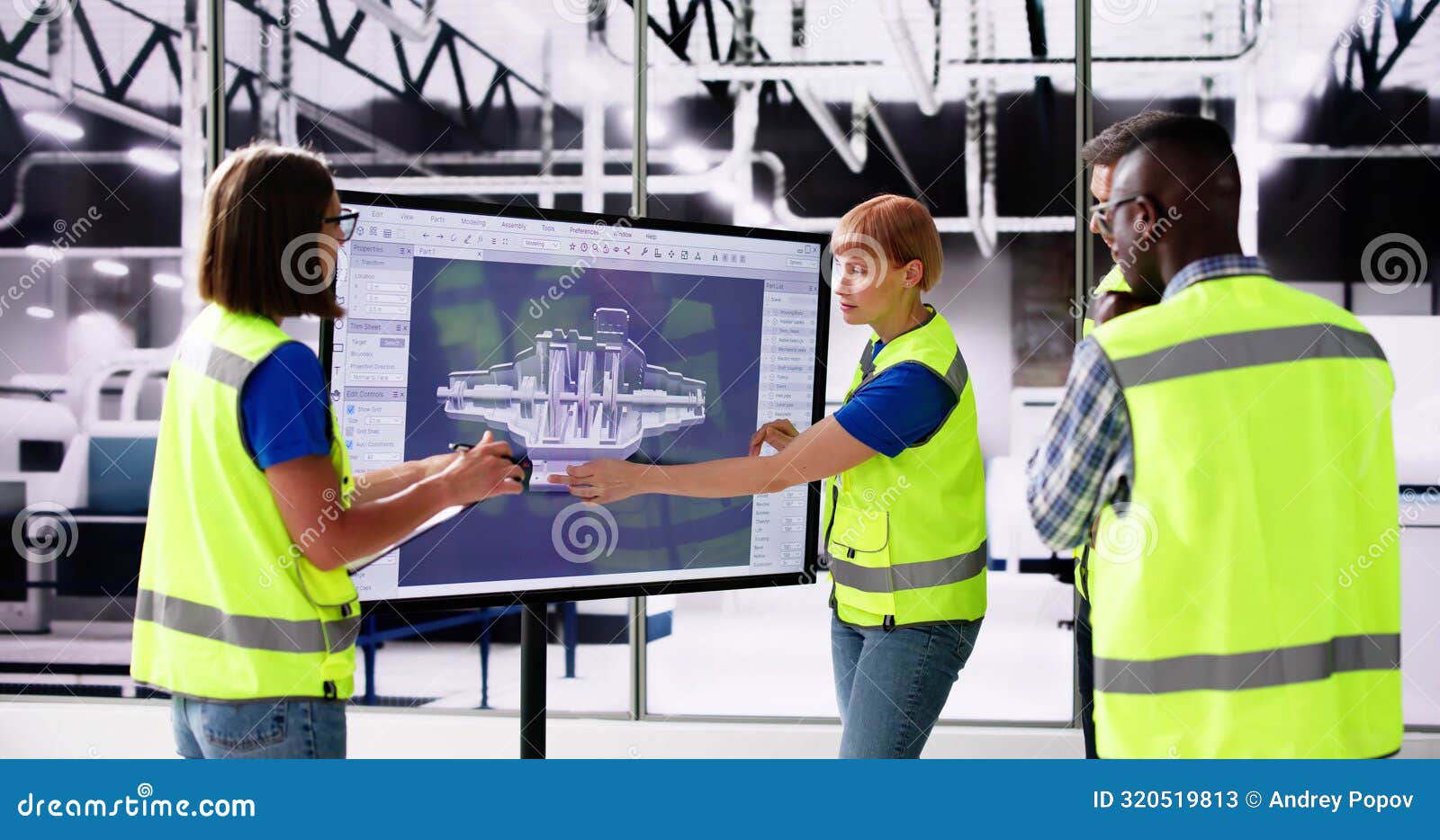 3D CAD Mechanical Parts Render on Computer Stock Image - Image of team ...