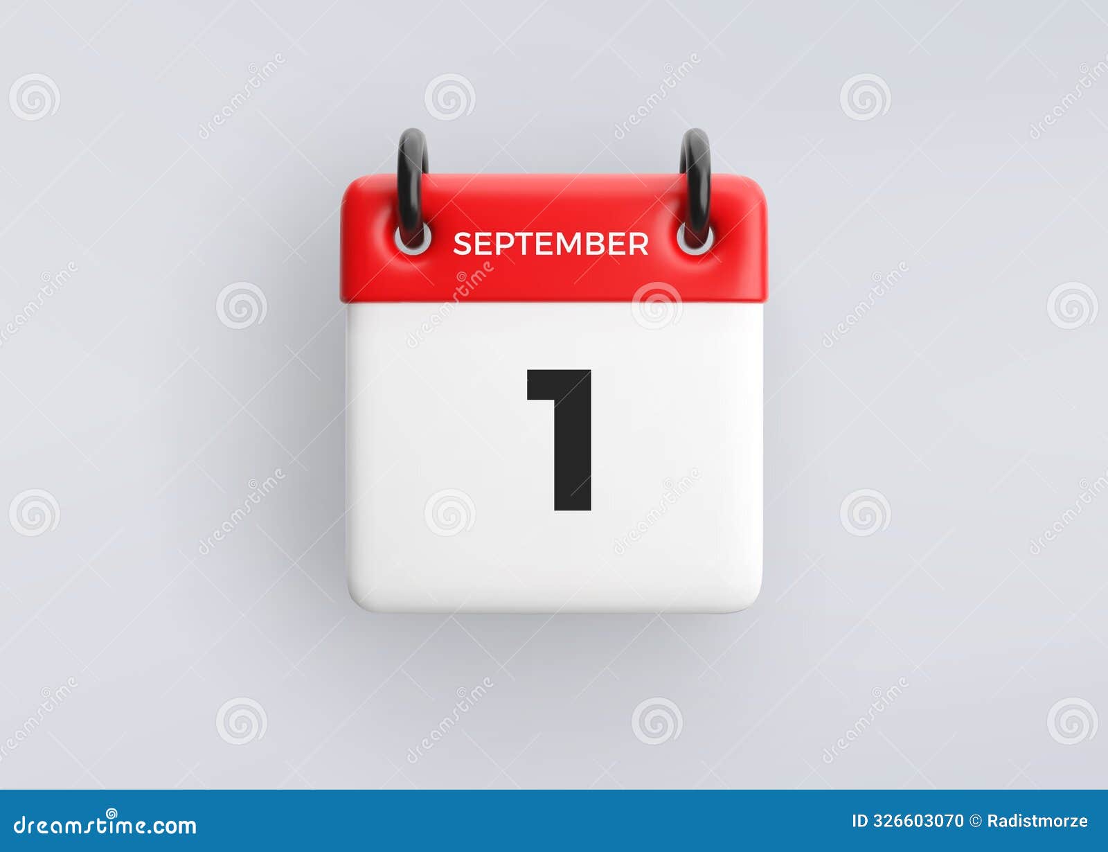3D Calendar Icon with Date 1 September on Grey Background. Vector ...