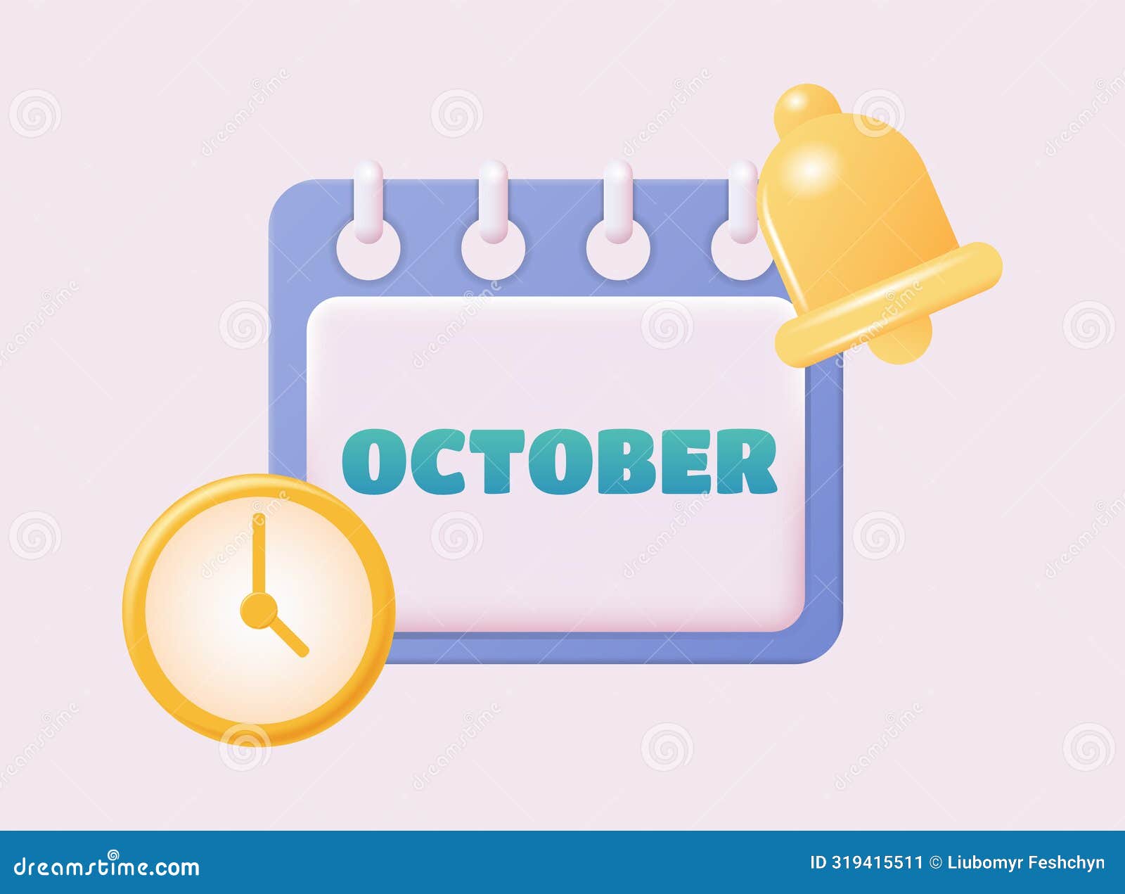3d Calendar Icon. October. daily Schedule Planner. Calendar Events Plan ...