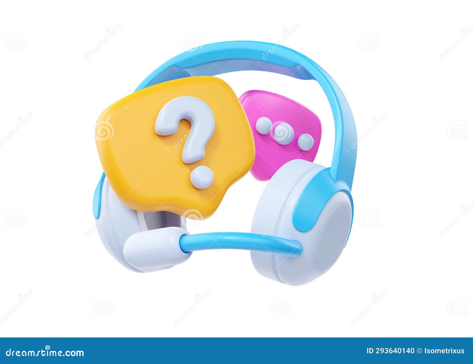 3d Call Center Support Service Icon, Headset with Microphone and ...
