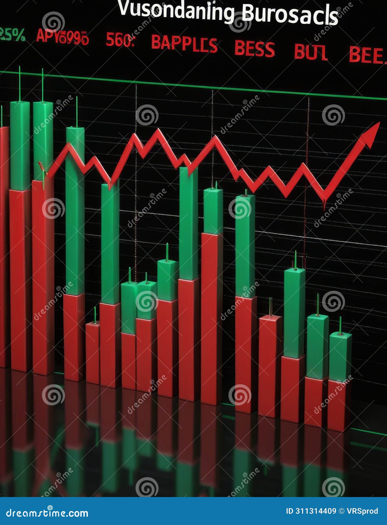 3D Candlestick Trading Chart Stock Illustration - Illustration of ...