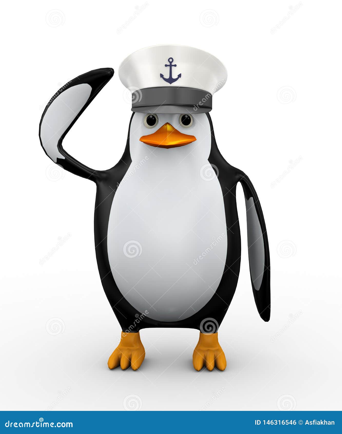 3d Captain Penguin With Anchor And Wooden Rudder Ship Steering Wheel ...