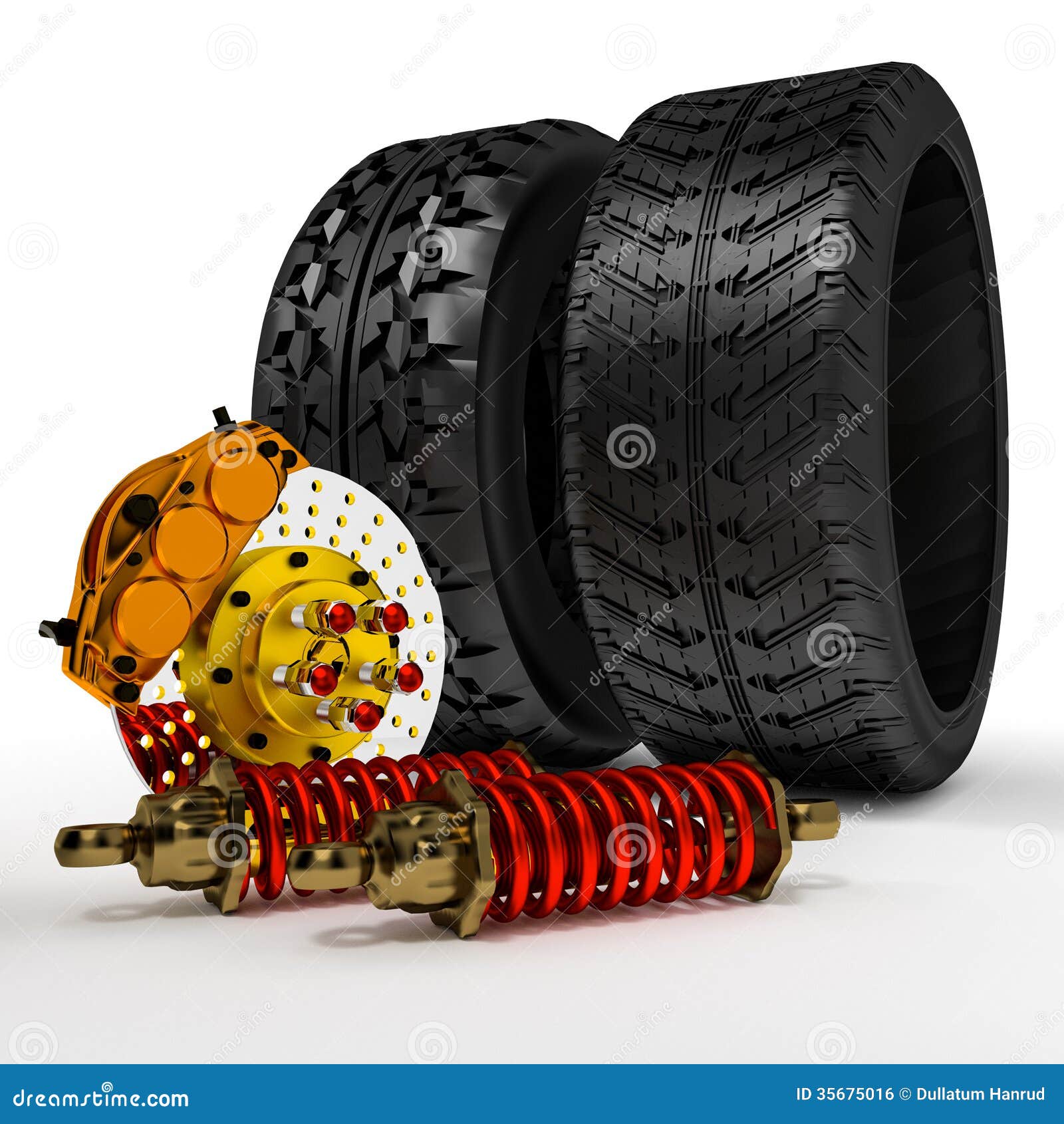 Car Brakes With Absorbers, Tires And Rims Royalty-Free Stock Photo ...