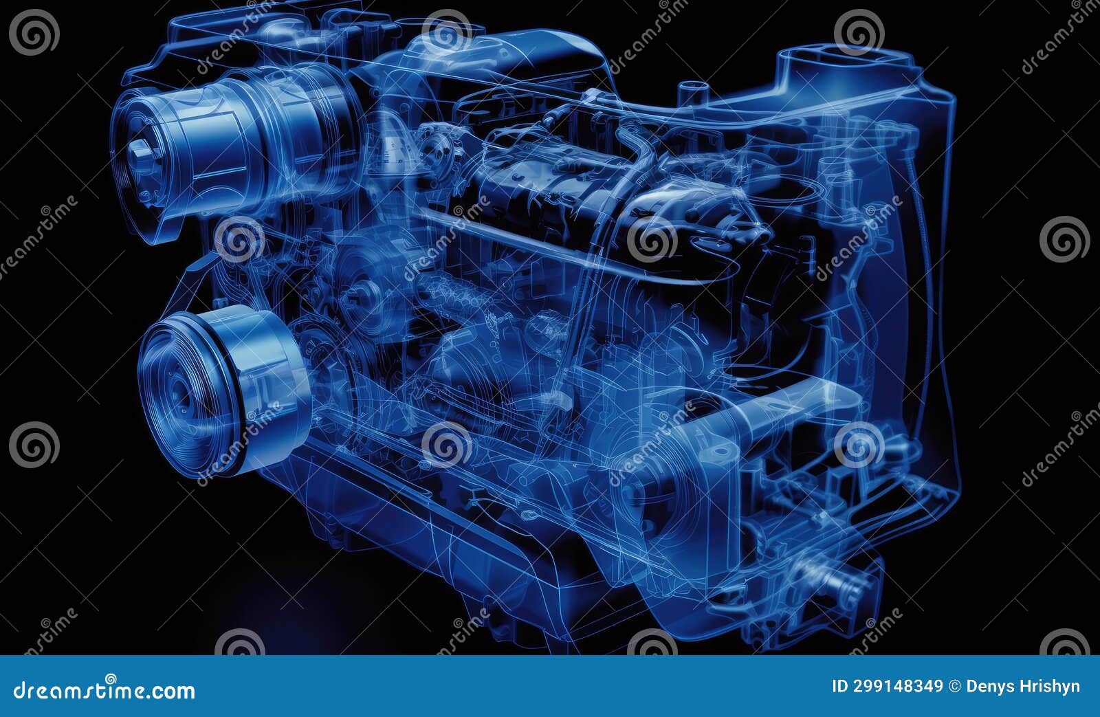 3D Car Engine Render Revealing Internal Mechanics and Components Stock ...