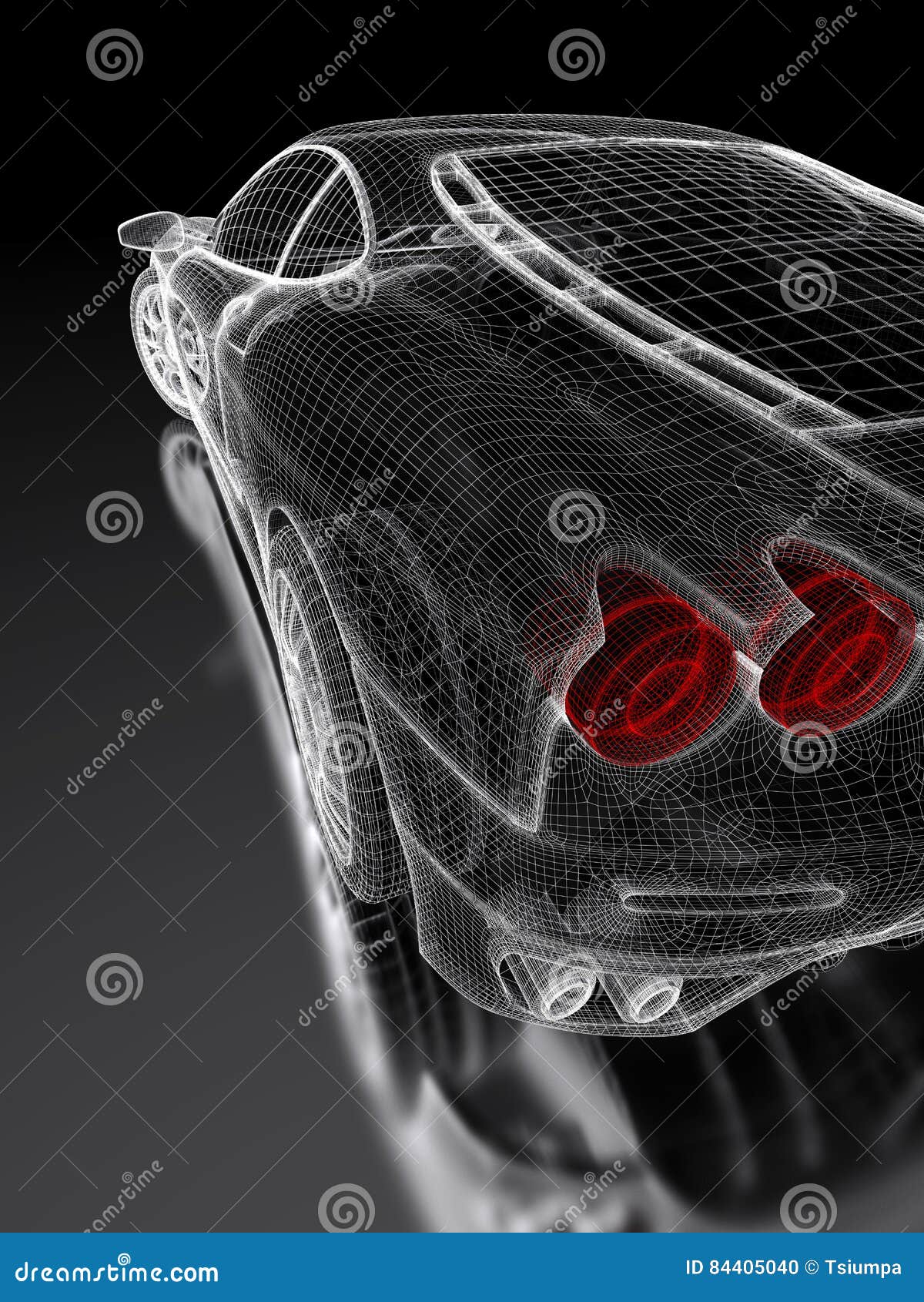 3D car mesh on a black stock illustration. Illustration of computer ...