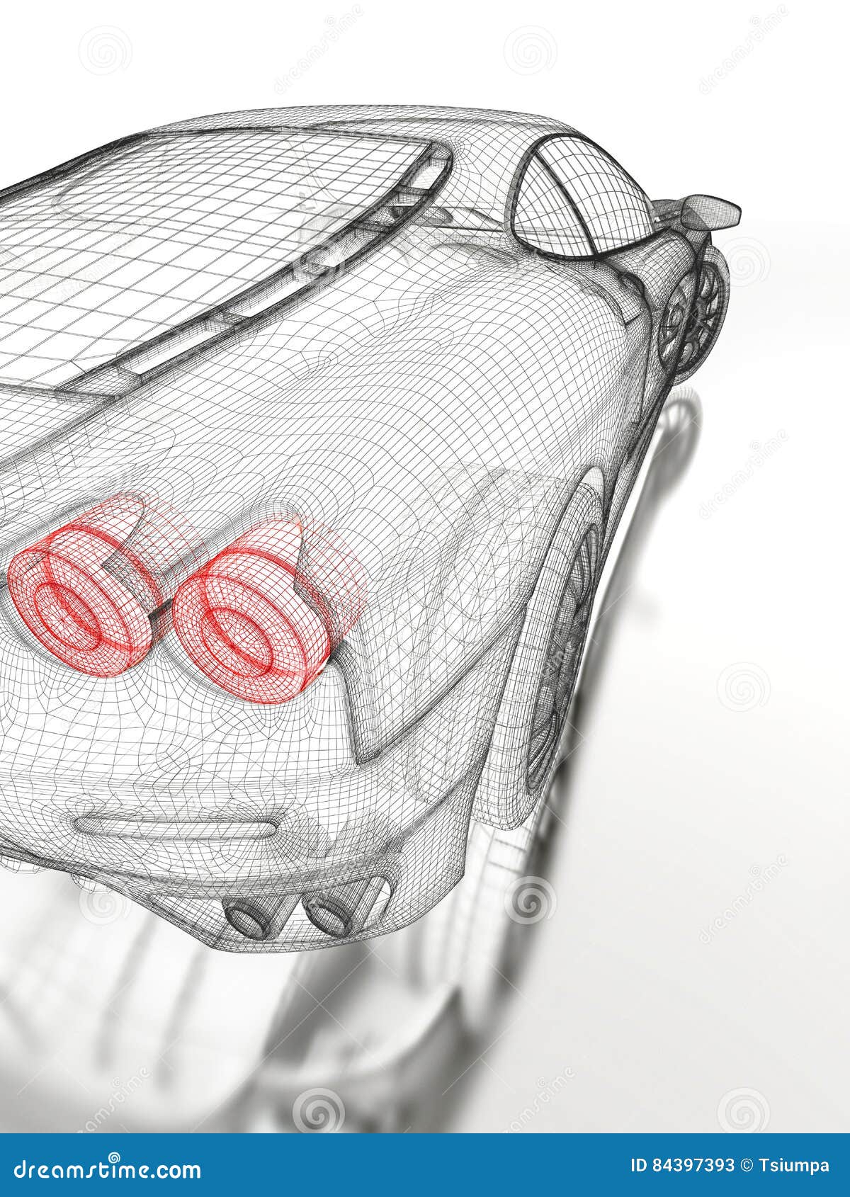 3D car mesh on a white stock illustration. Illustration of speed - 84397393