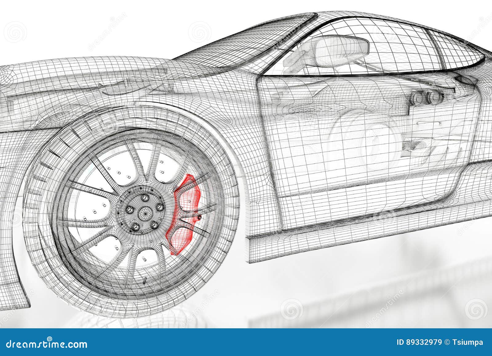 3D car mesh on a white stock illustration. Illustration of render ...