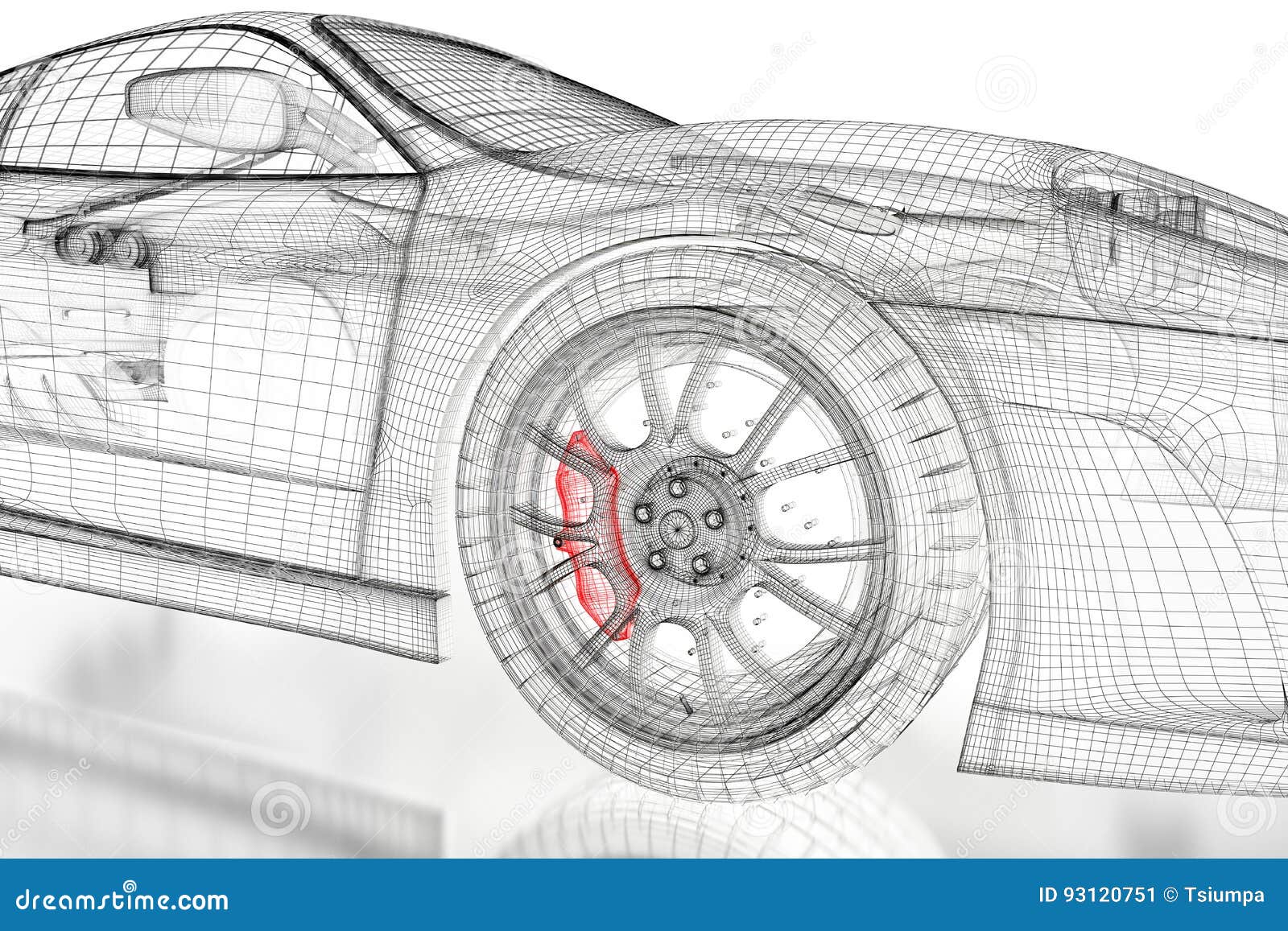 3D car mesh on a white stock illustration. Illustration of mesh - 93120751