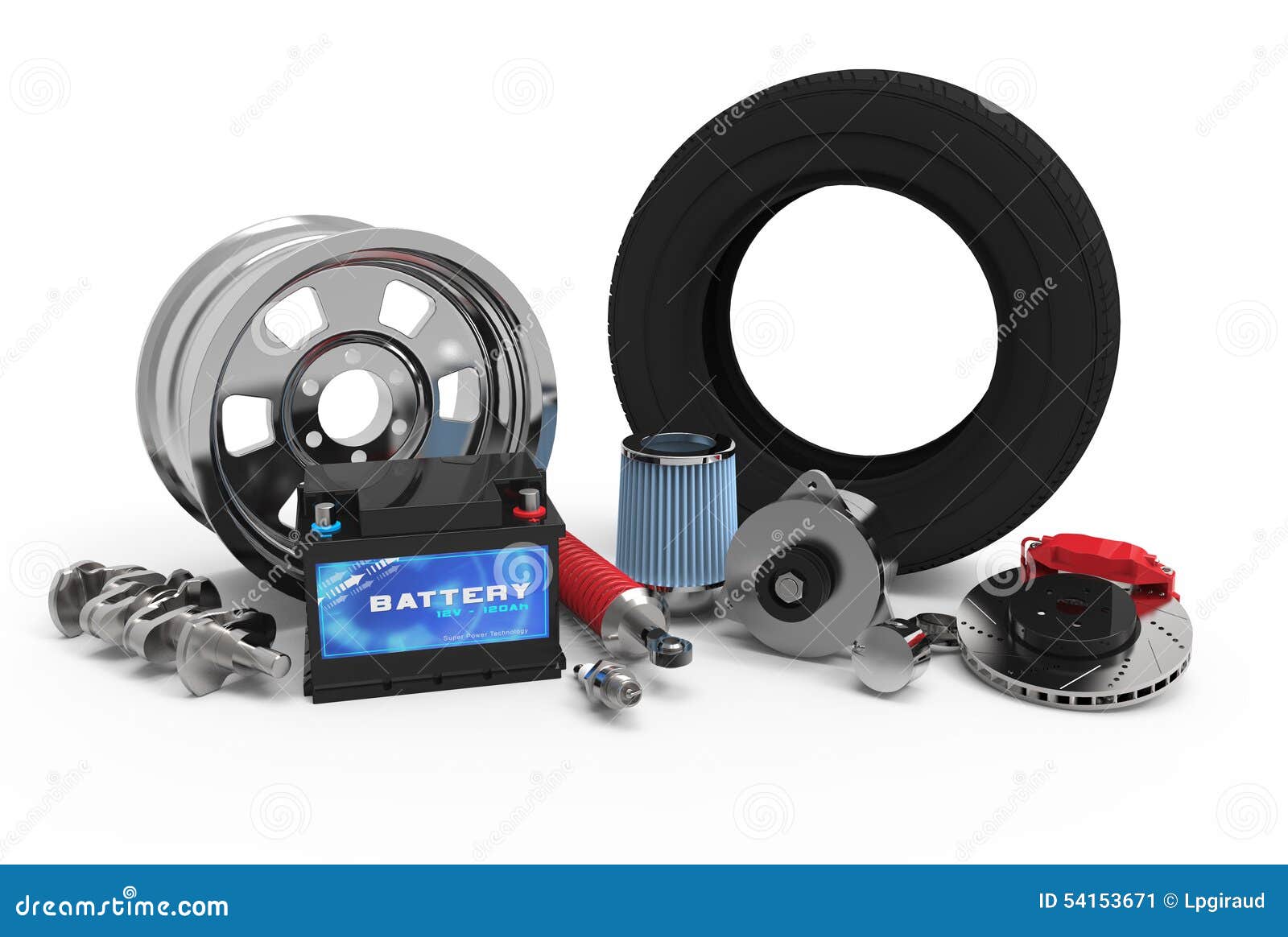 3d car parts set stock illustration. Illustration of alternator - 54153671