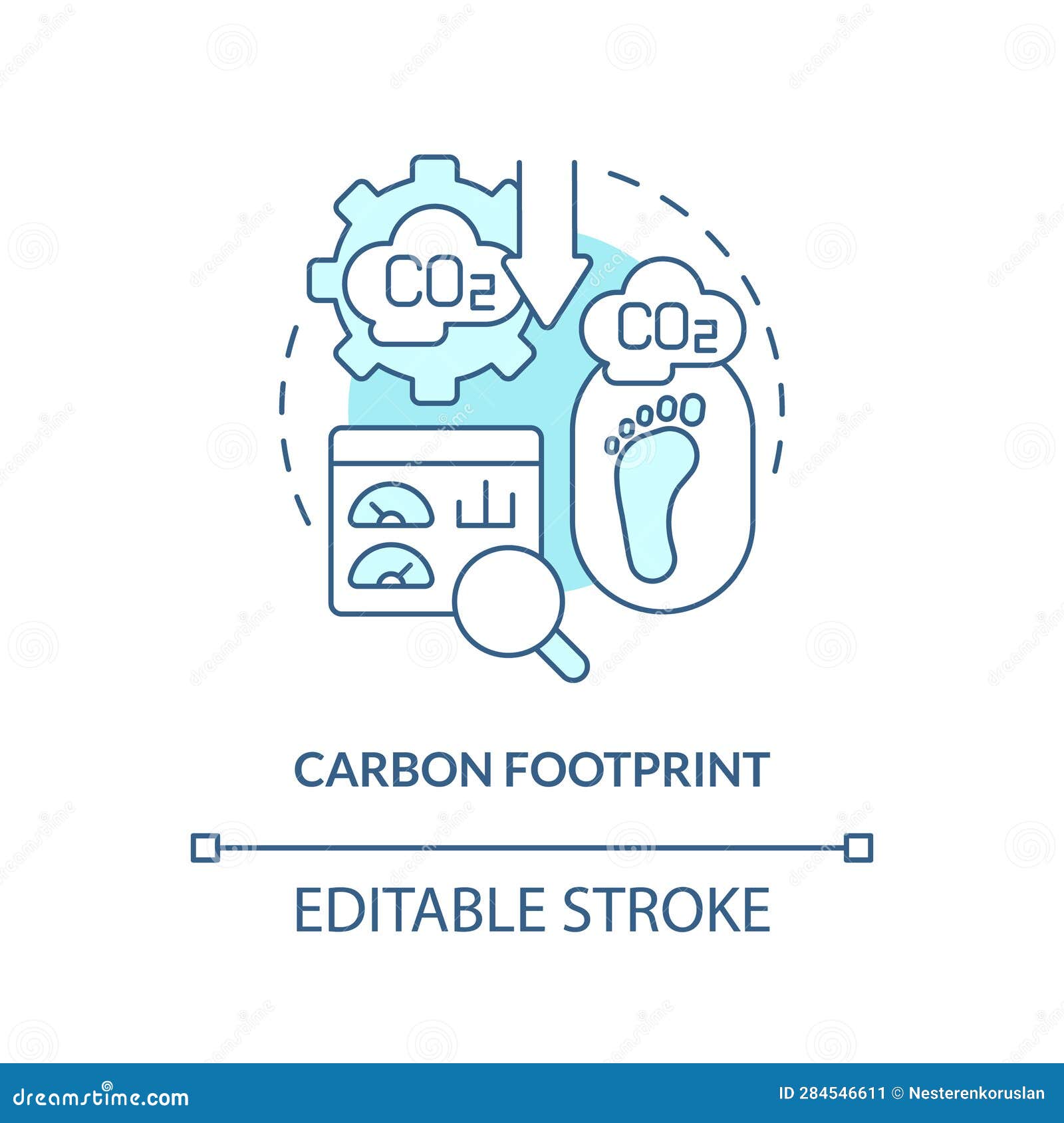 2D Carbon Footprint Concept Linear Icon Stock Vector - Illustration of ...